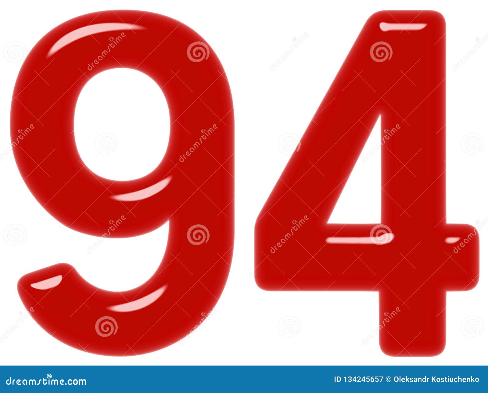 Numeral 94, Ninety Four, Isolated on White Background, 3d Render Stock ...