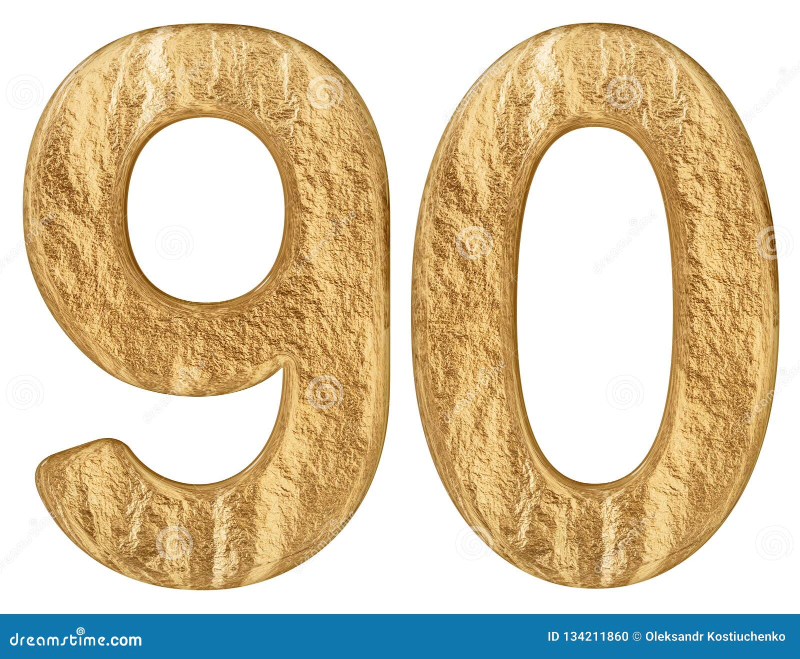 Numeral 90, Ninety, Isolated on White Background, 3d Render Stock ...