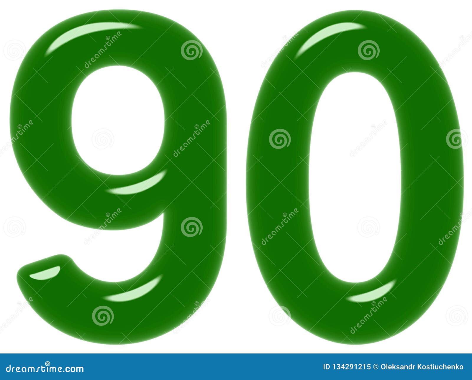 Numeral 90, Ninety, Isolated on White Background, 3d Render Stock ...