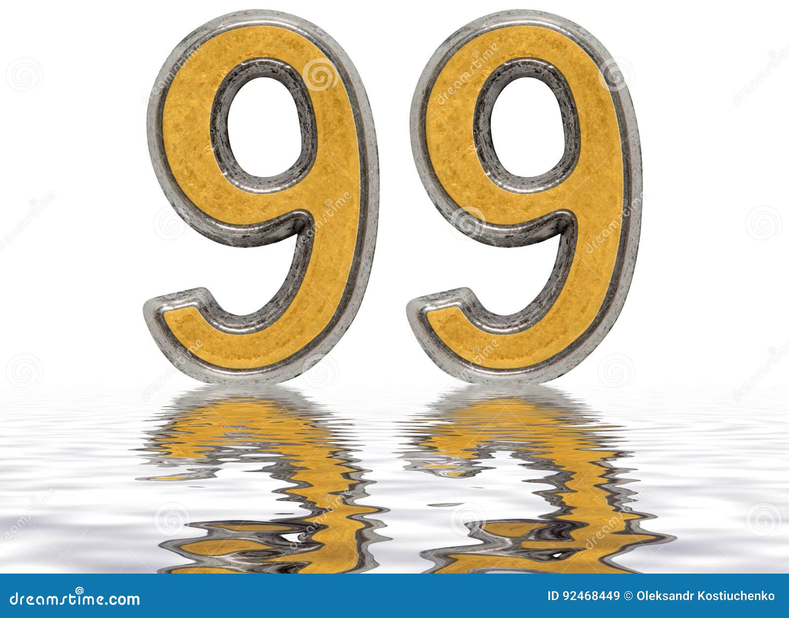 Numeral 97, Ninety Seven, Isolated On White Background, 3d Rende ...