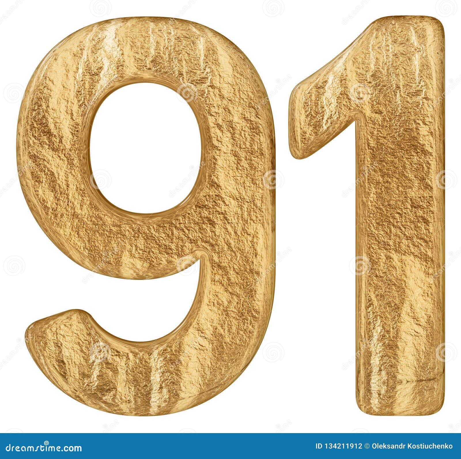 Numeral 91, Ninety One, Isolated on White Background, 3d Render Stock ...