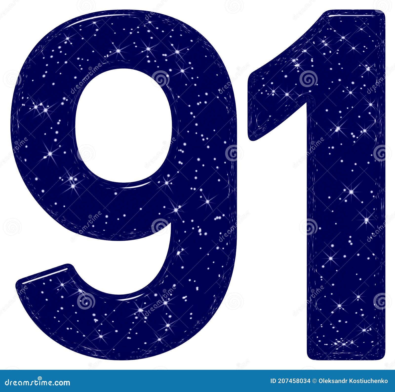Numeral 91, Ninety One, Star Sky Texture Imitation, Isolated on White ...