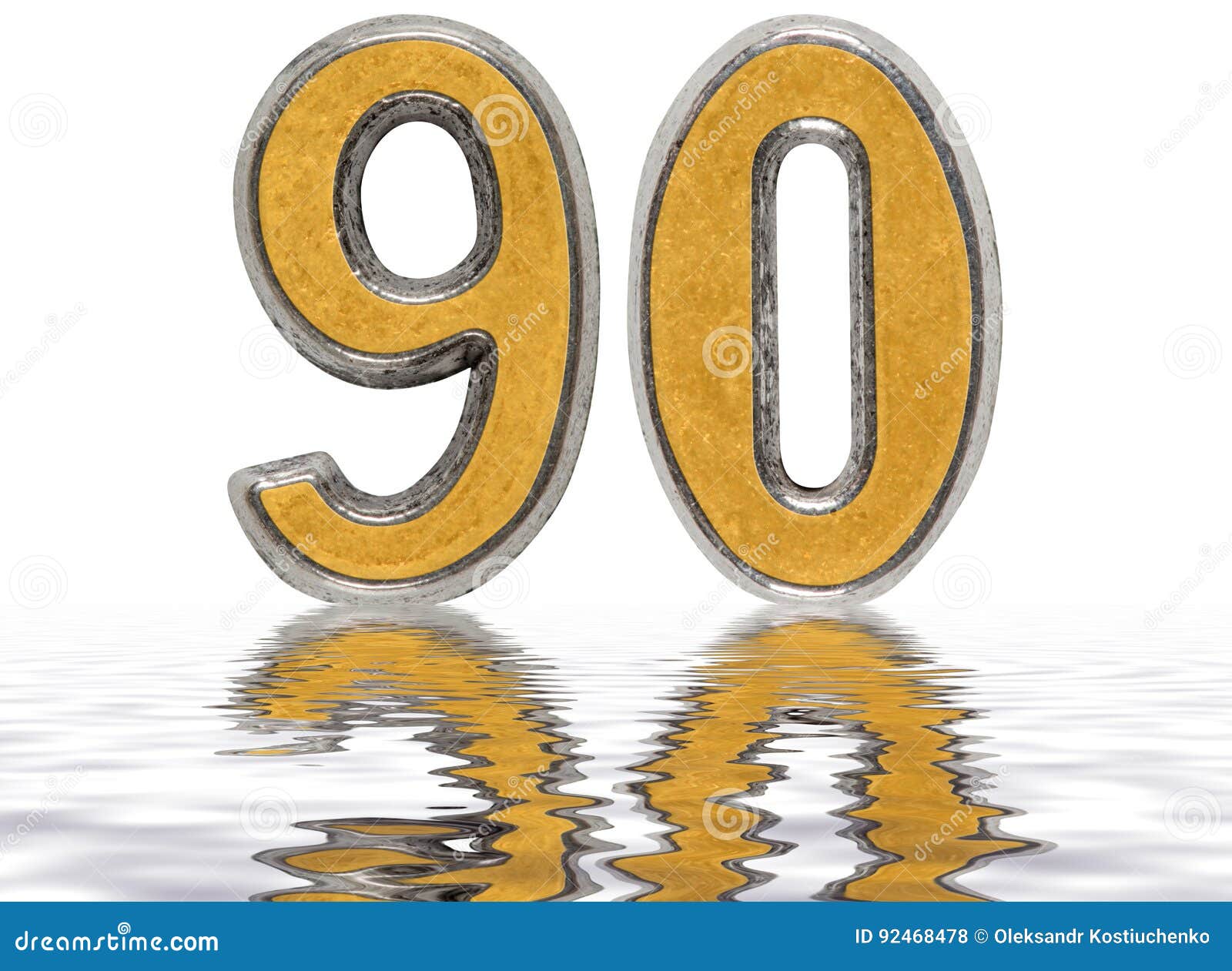 Numeral 90, Ninety, Reflected on the Water Surface, on Stock ...