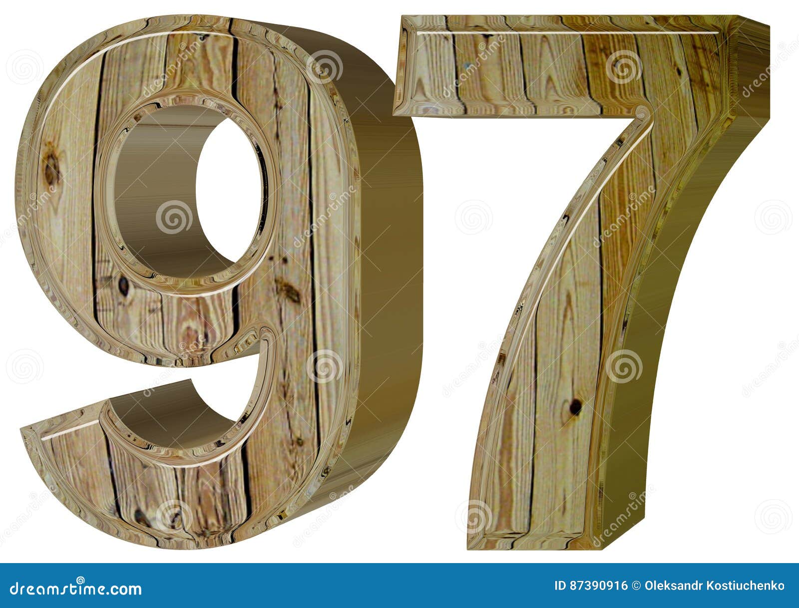 Numeral 97, Ninety Seven, Isolated on White Background, 3d Rende Stock ...