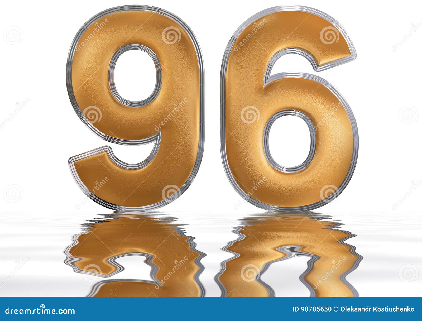 Numeral 96, Ninety Six, Reflected on the Water Surface, Stock ...
