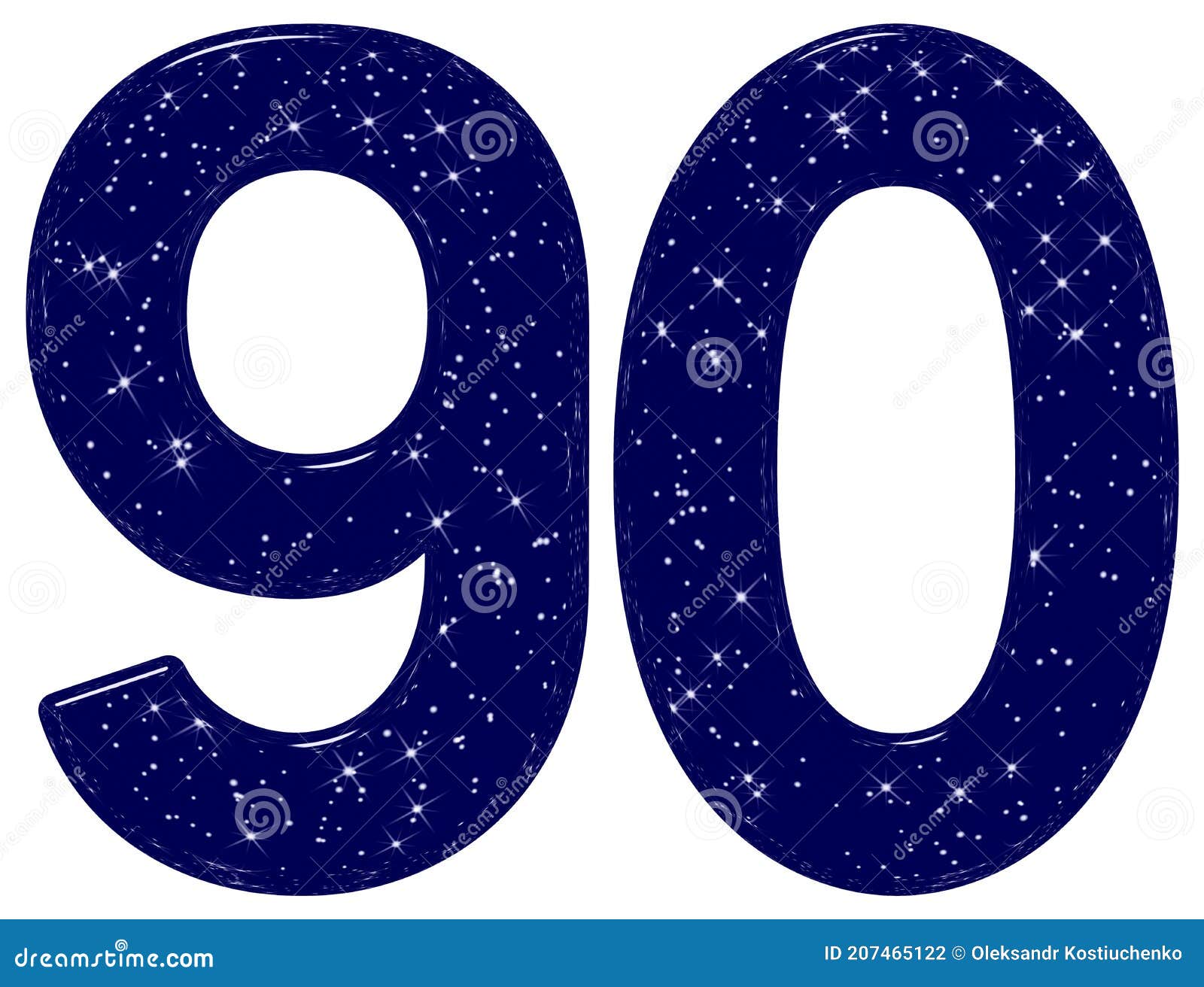 Numeral 90, Ninety, Star Sky Texture Imitation, Isolated on White ...