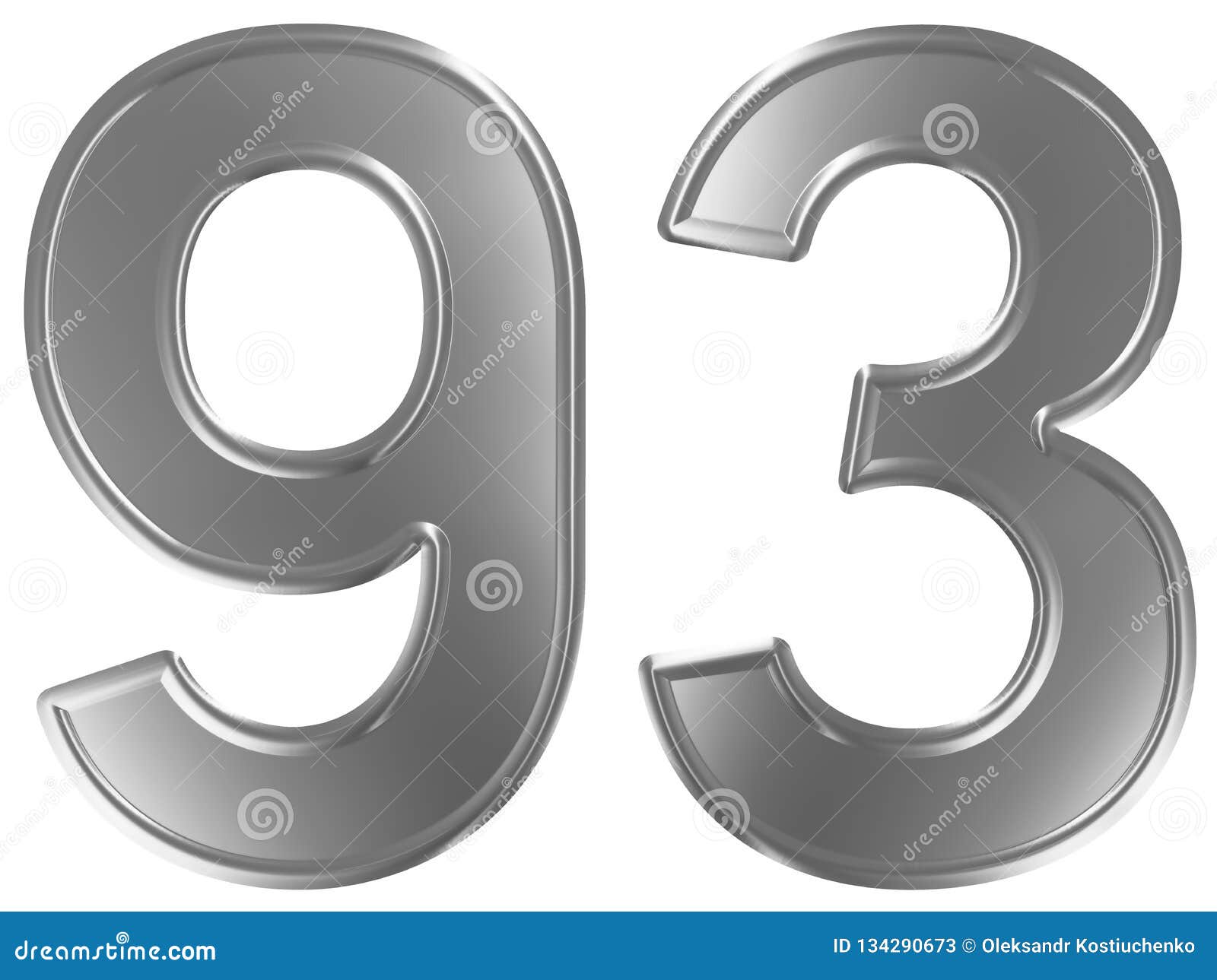 Numeral 93, Ninety Three, Isolated on White Background, 3d Render Stock ...