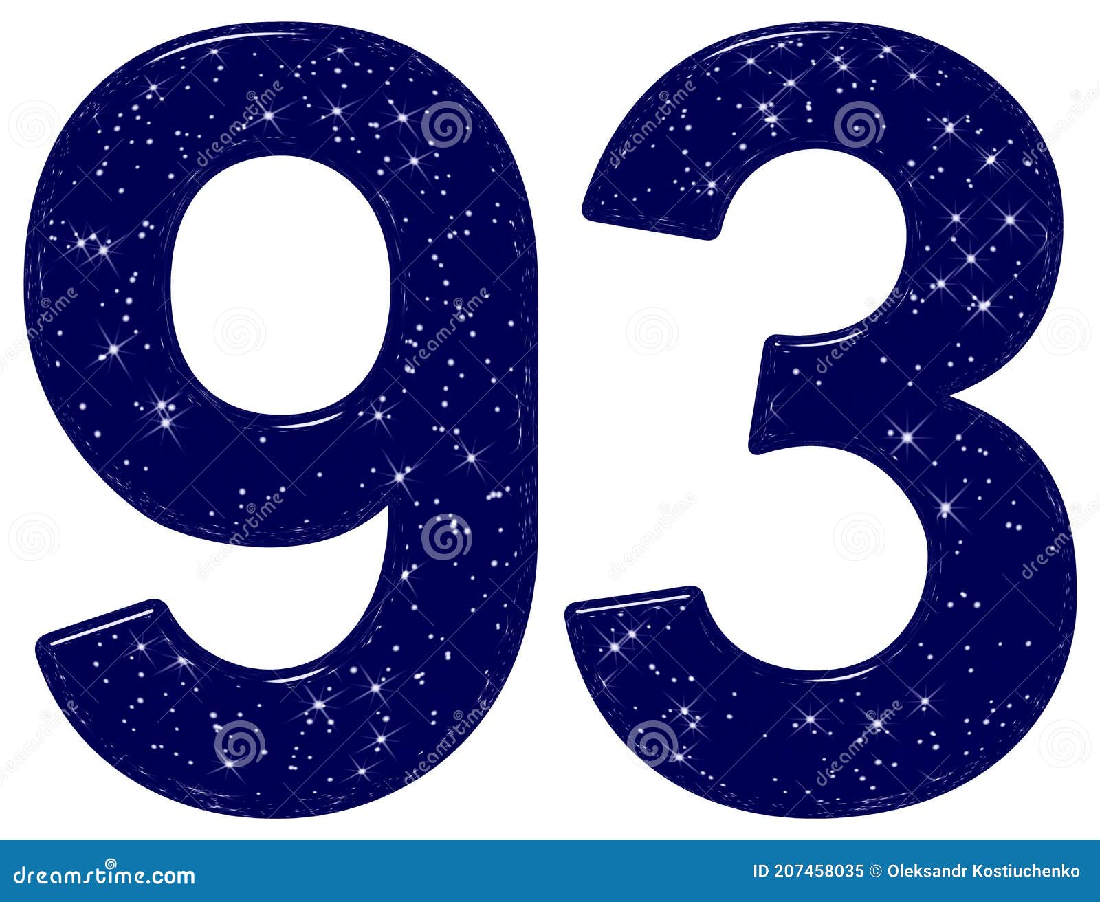 Numeral 93, Ninety Three, Star Sky Texture Imitation, Isolated on White ...