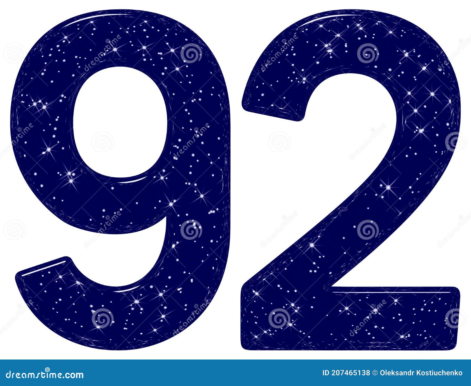 Numeral 92, Ninety Two, Star Sky Texture Imitation, Isolated on White ...