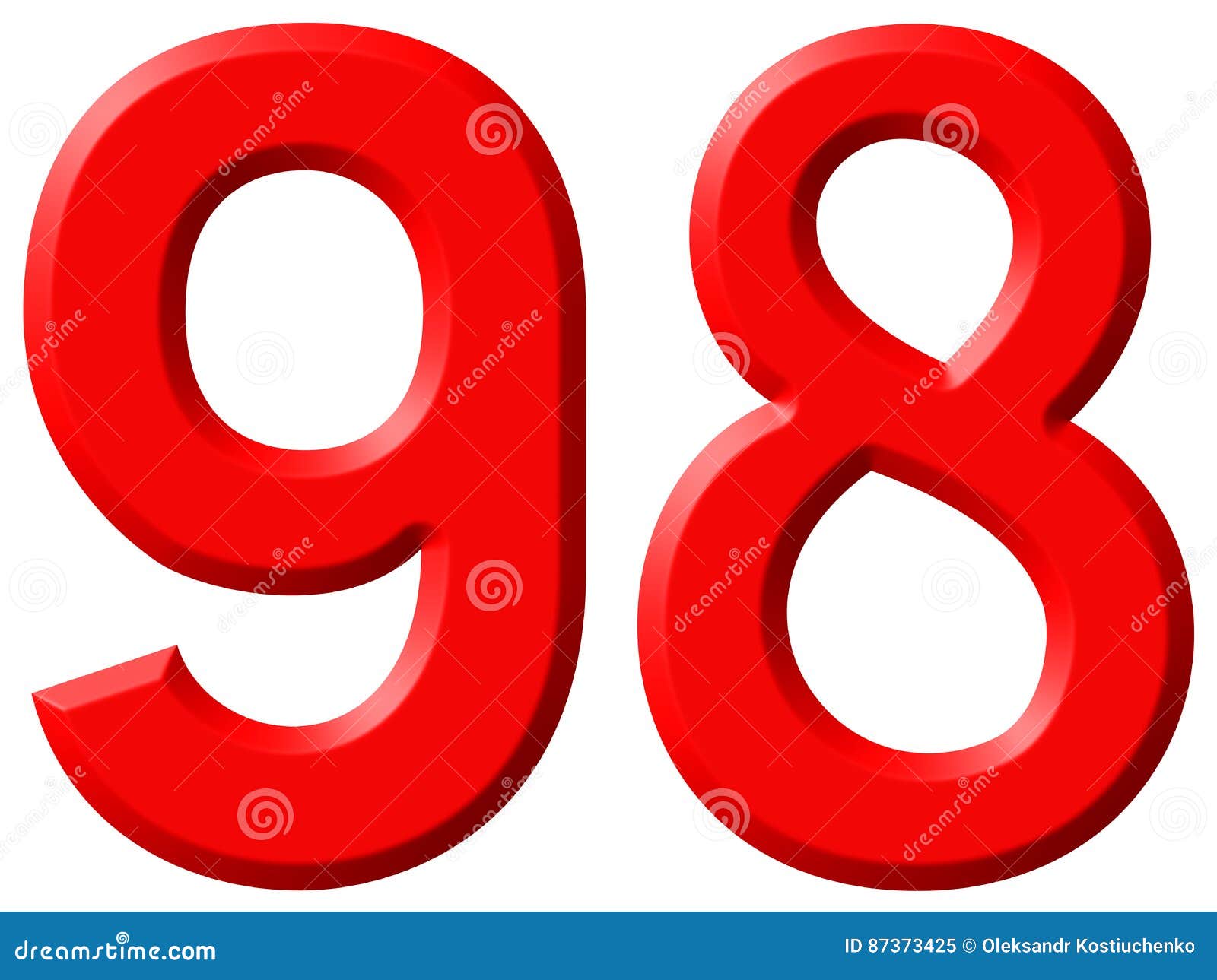 Numeral 98, Noventa E Oito, Isolado No Fundo Branco, 3d Ilustração ...