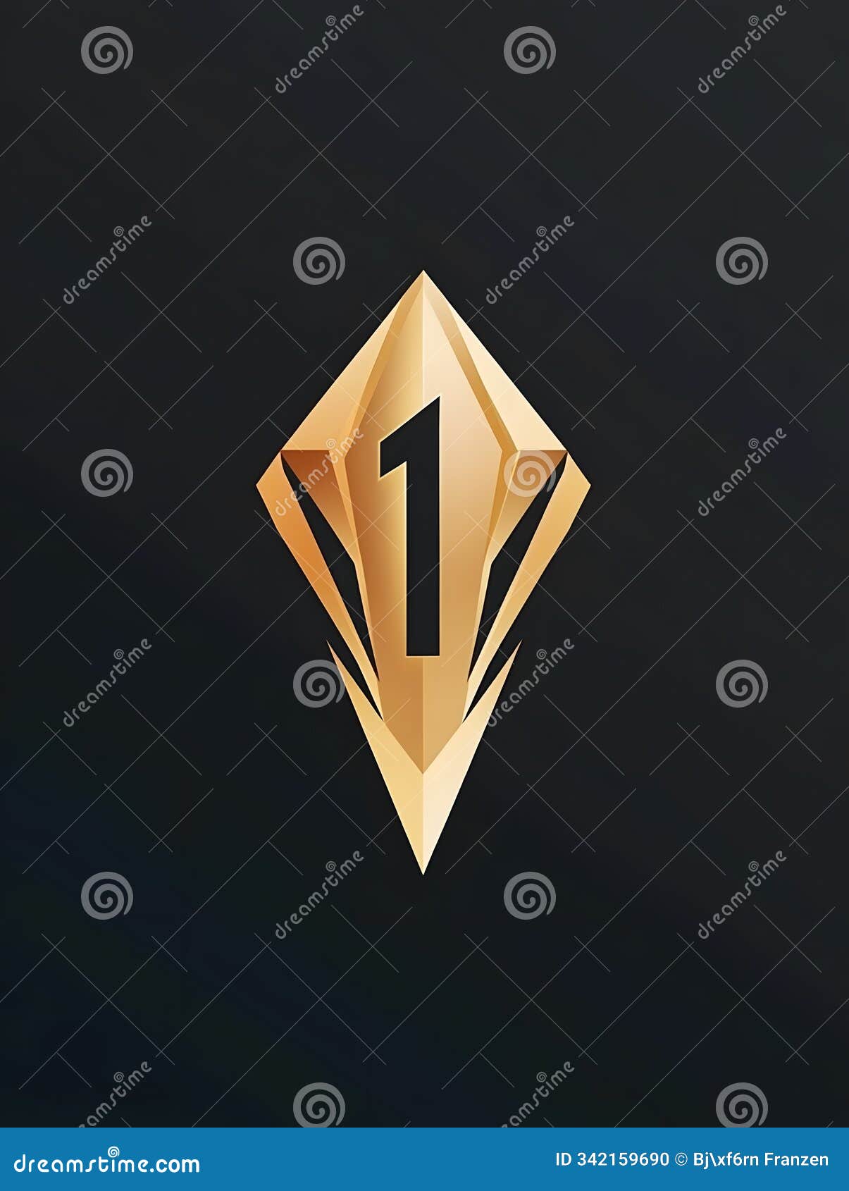 Crystal Number 1 First Numeral One 3D Icon Logo Symbol Stock ...