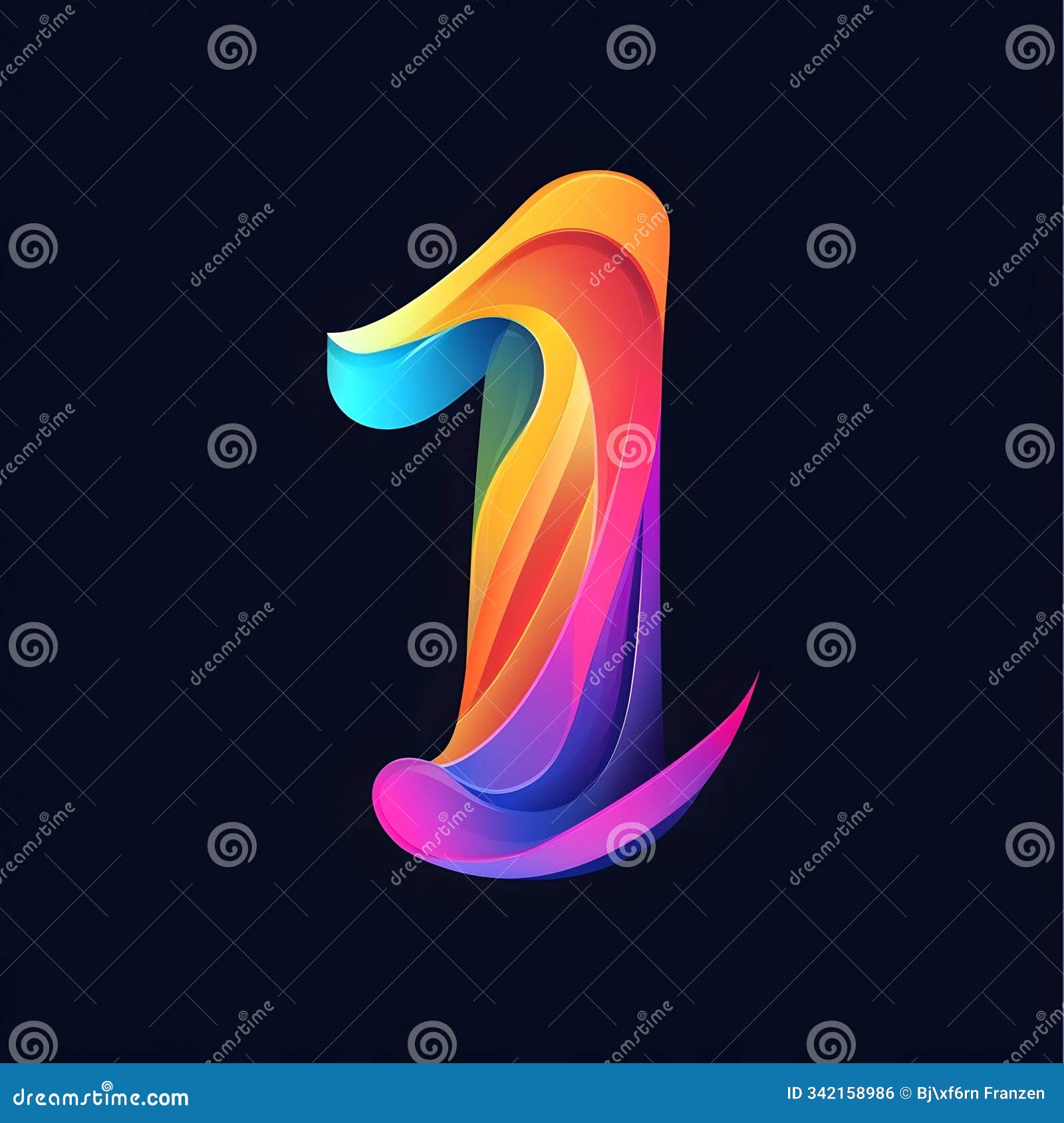 Metallic Number 1 First Numeral One 3D Icon Logo Symbol Stock ...