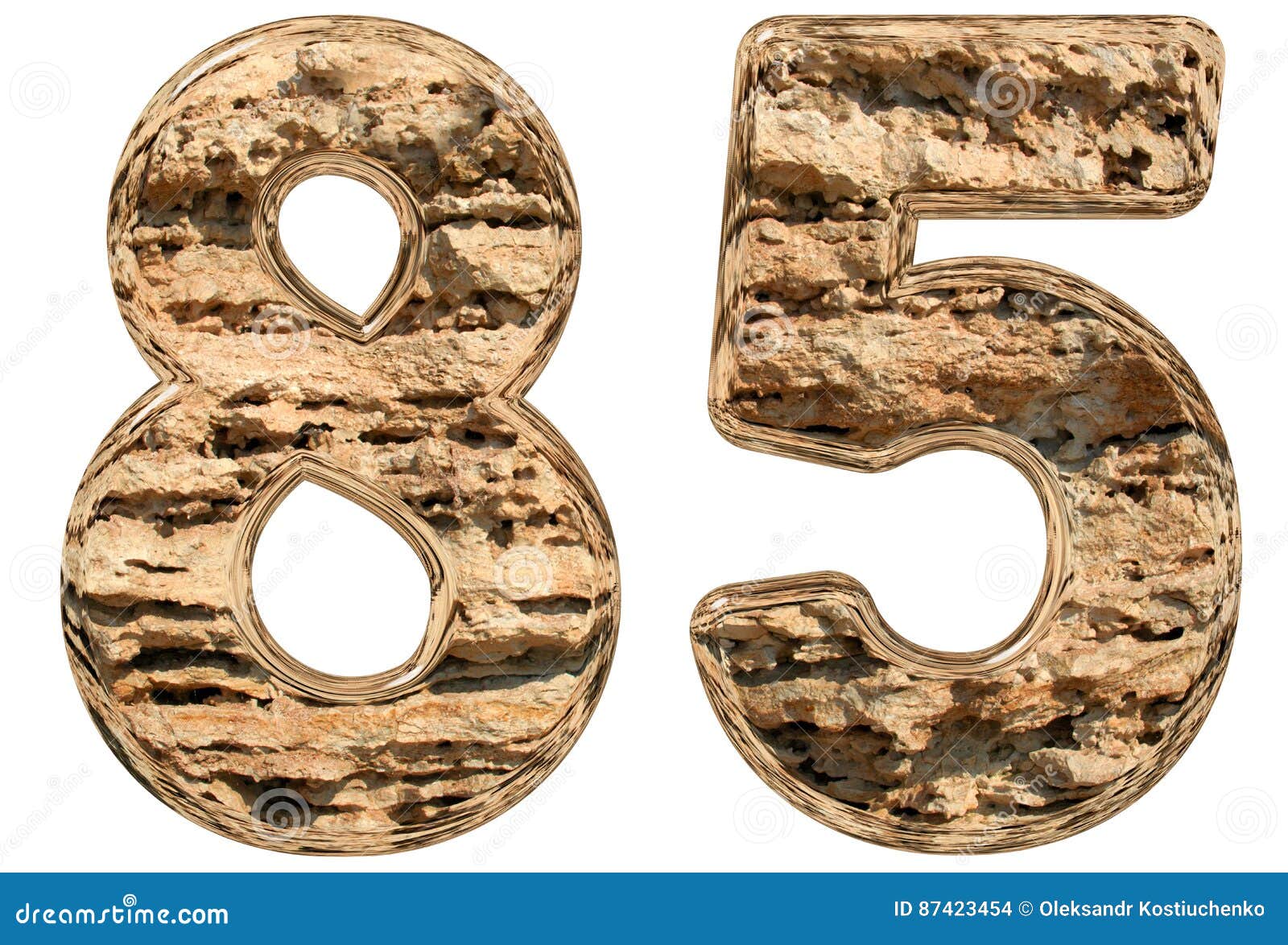 Numeral 85, Oitenta E Cinco, No Branco, Pedra Calcária Natural, 3 ...