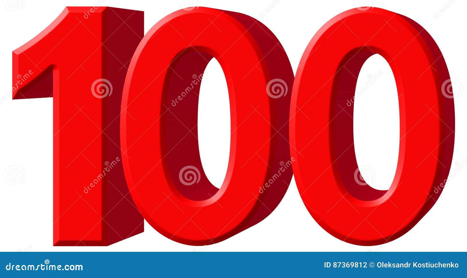 Numeral 100, One Hundred, Isolated on White Background, 3d Render Stock ...