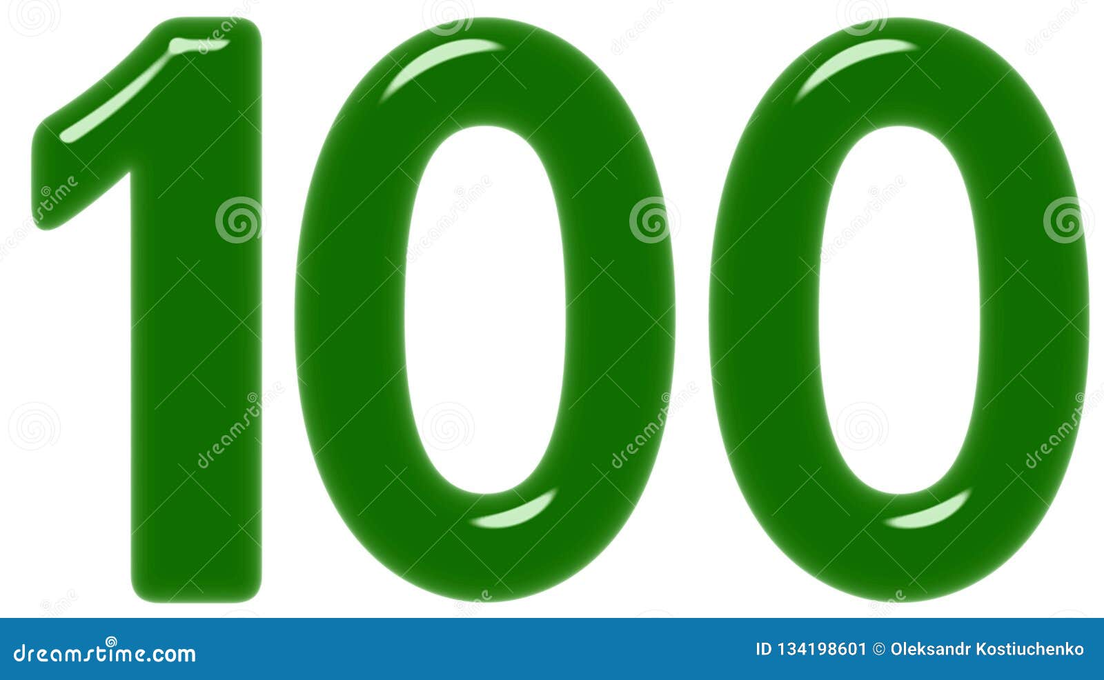 Numeral 100, One Hundred, Isolated on White Background, 3d Render Stock ...