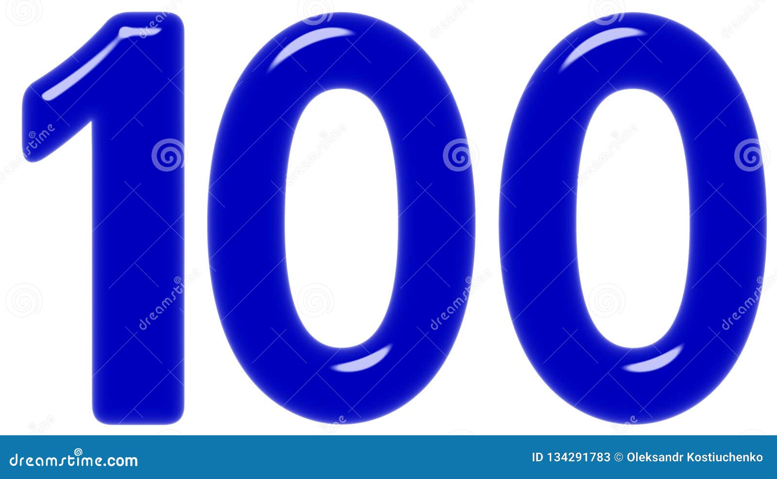 Numeral 100, One Hundred, Isolated on White Background, 3d Render Stock ...