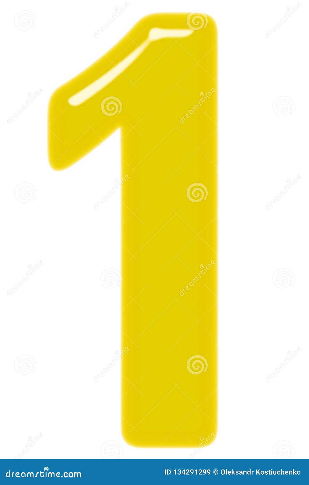 Numeral 1, One, Isolated on White Background, 3d Render Stock ...