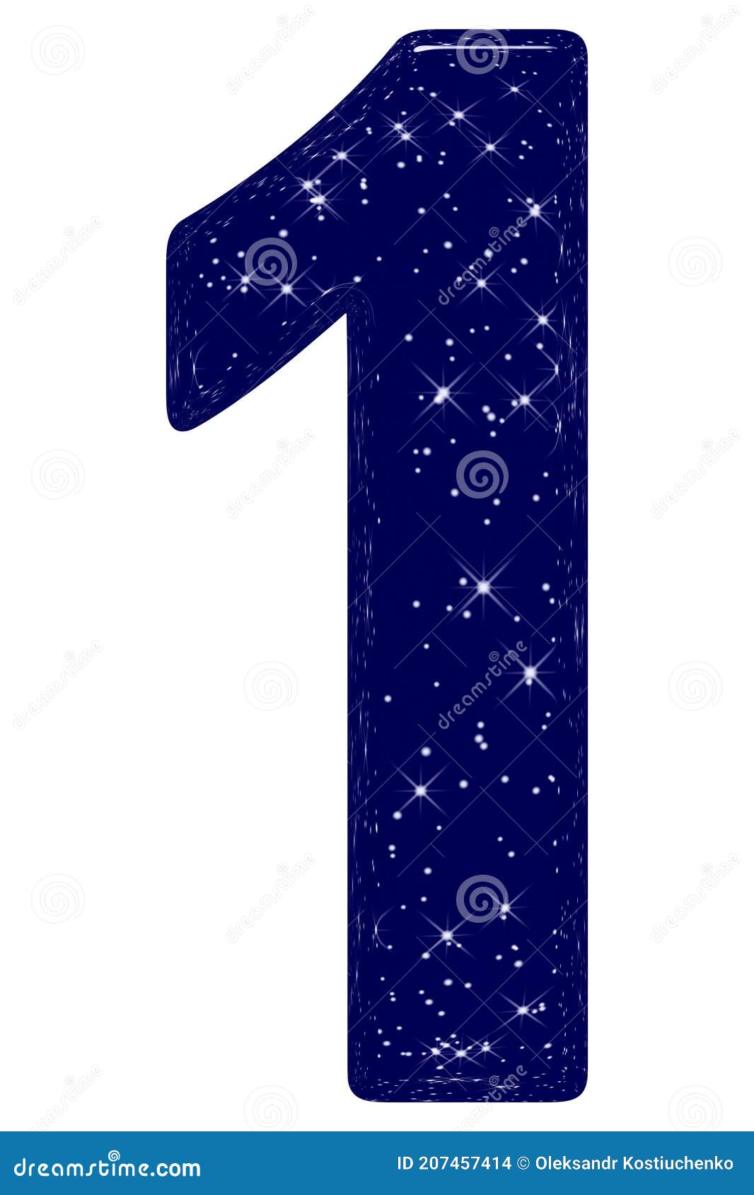 Numeral 1, One, Star Sky Texture Imitation, Isolated on White ...