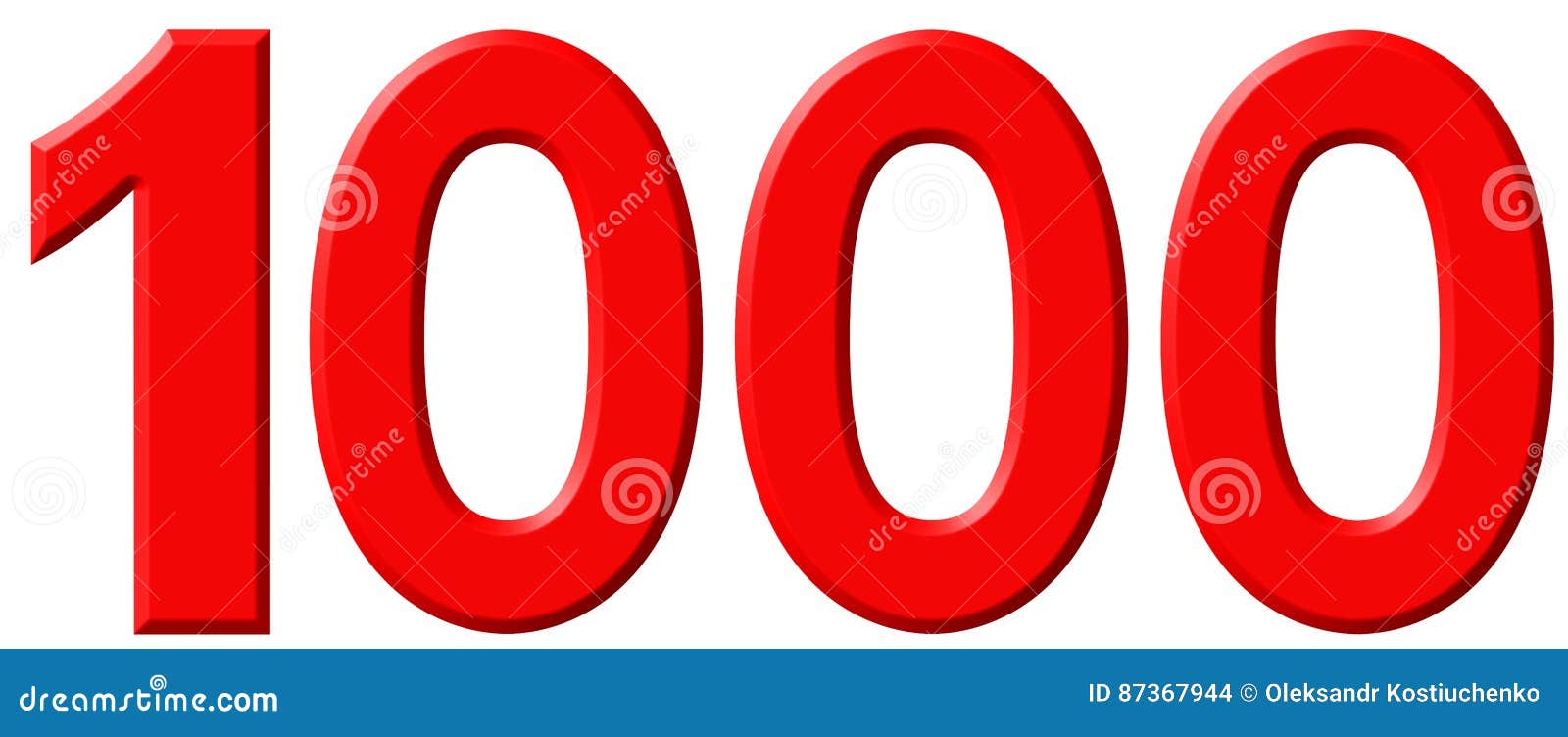 Numeral 1000, One Thousand, Isolated on White Background, 3d Render ...