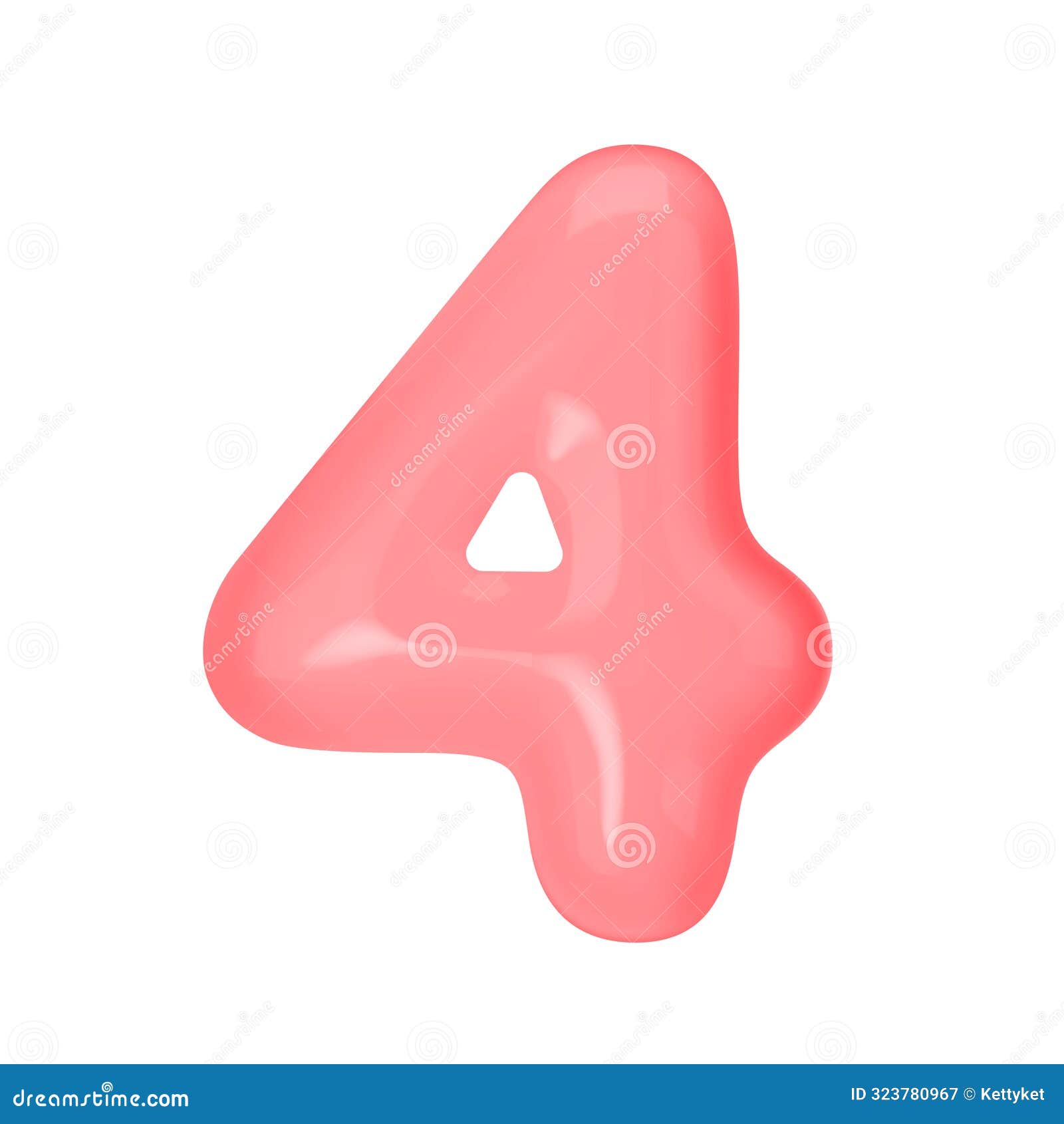Numeral 4 - Pink Plastic Balloon Number Four Isolated on White ...