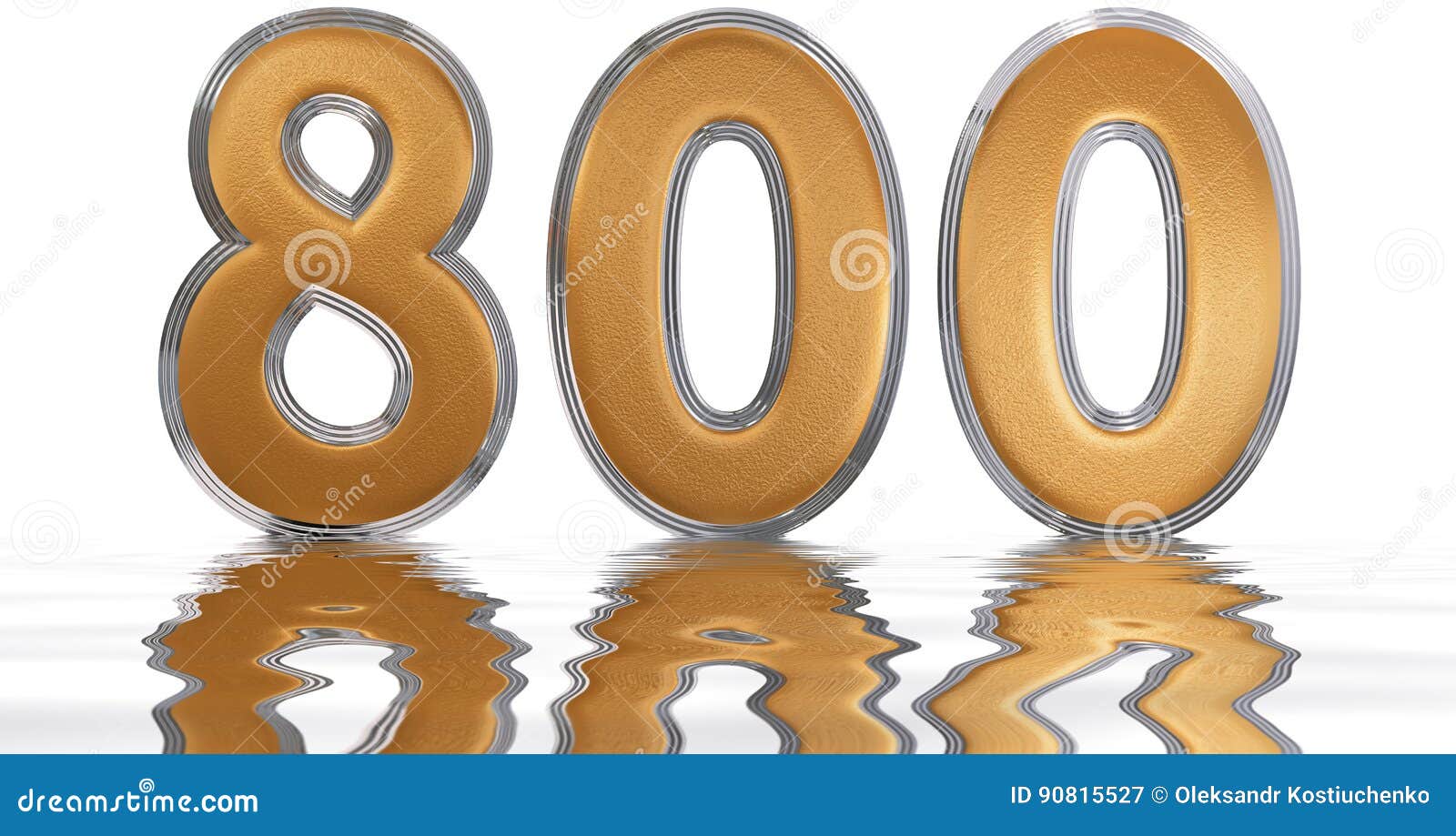Numeral 800, Reflected on the Water Surface, Isolated on White, Stock ...