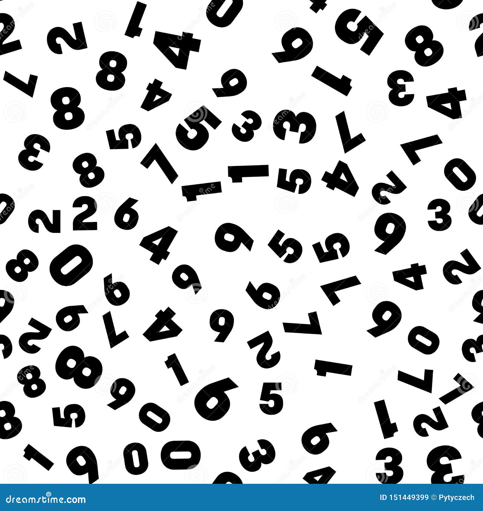 Numeral Seamless Pattern Background. Black Numbers Mosaic Stock Vector ...