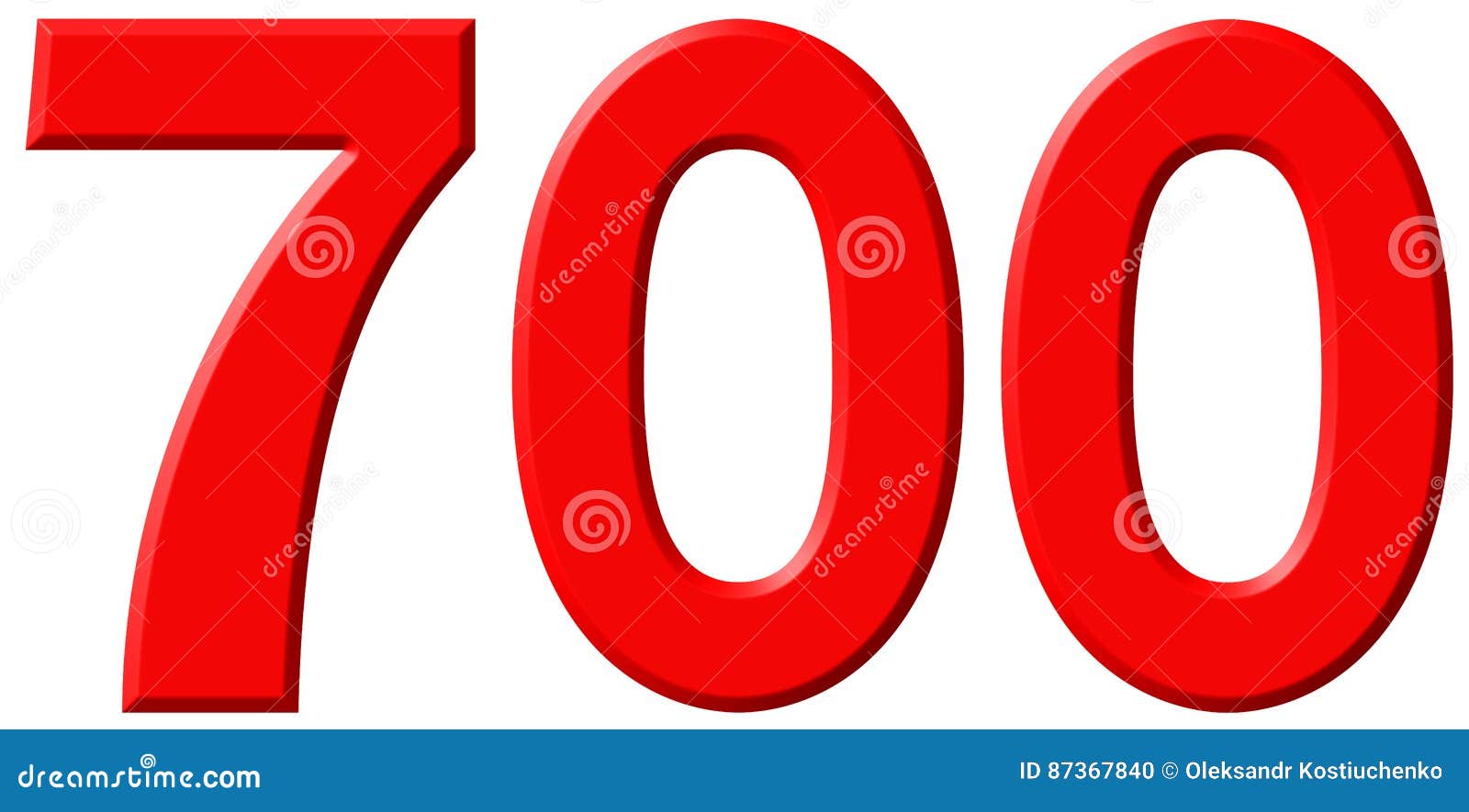 Numeral 700, Seven Hundred, Isolated on White Background, 3d Render ...