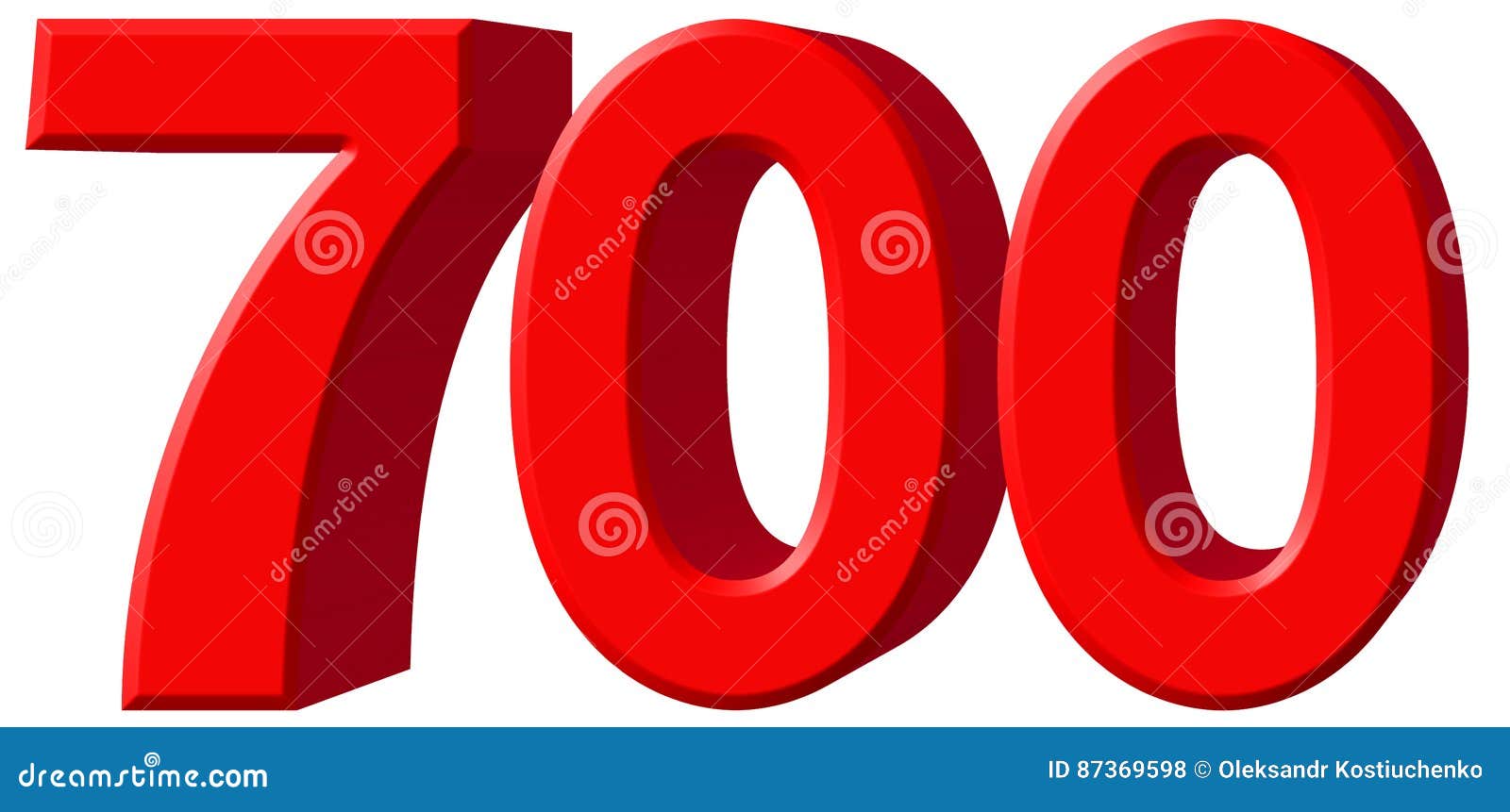 Numeral 700, Seven Hundred, Isolated on White Background, 3d Render ...