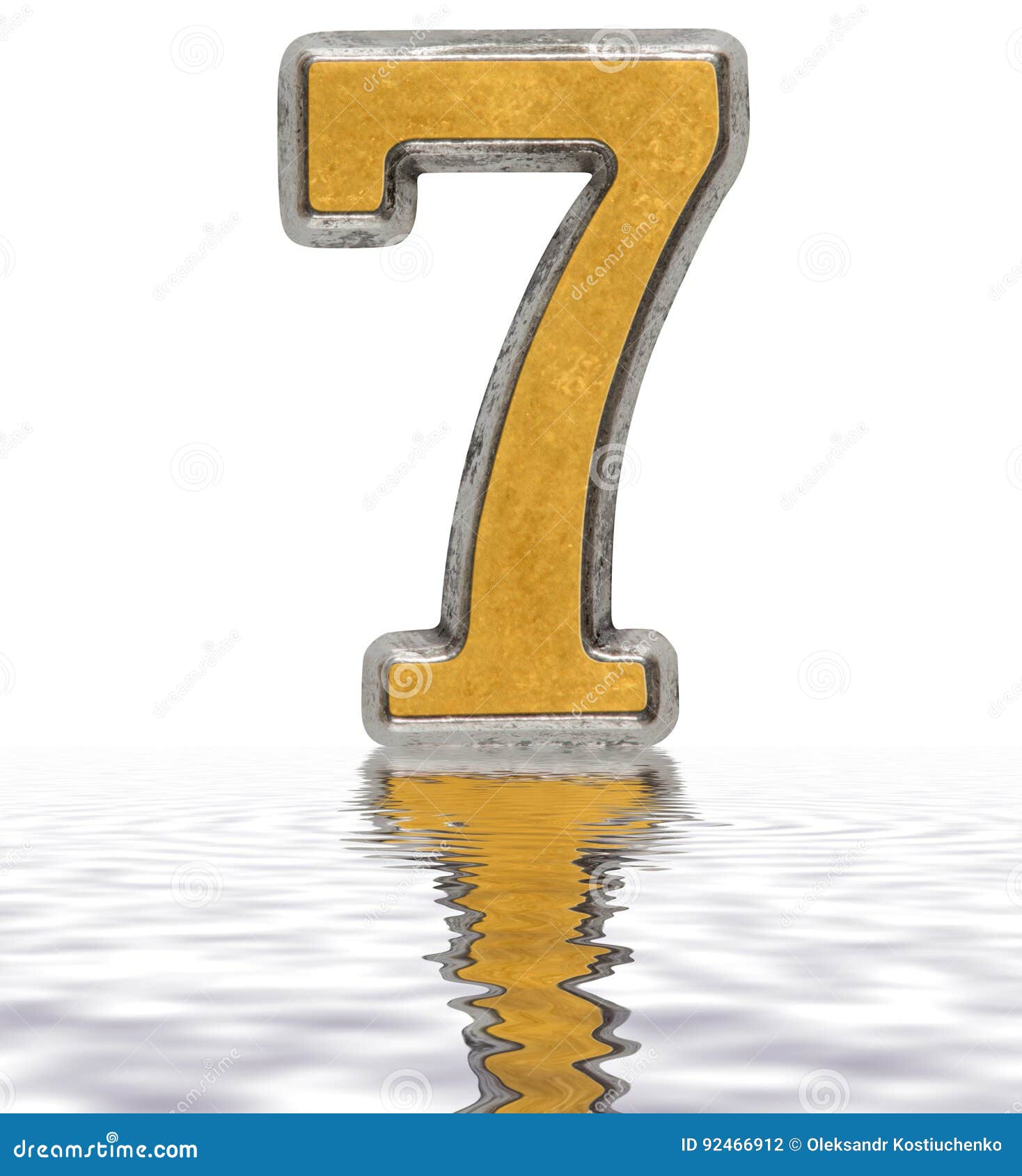 Numeral 7, Seven, Reflected on the Water Surface, Isolated Stock ...