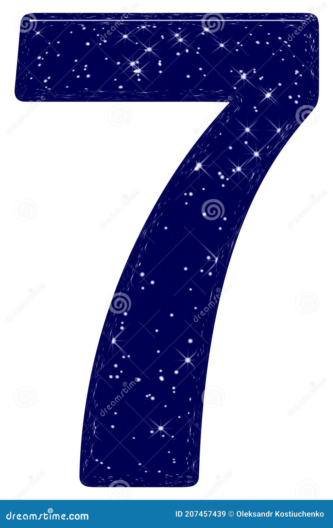 Numeral 7, Seven, Star Sky Texture Imitation, Isolated on White ...