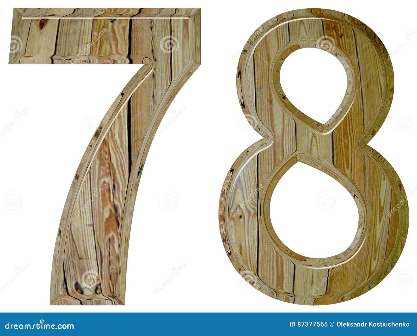 Numeral 78, Seventy Eight, Isolated on White Background, 3d Rend Stock ...