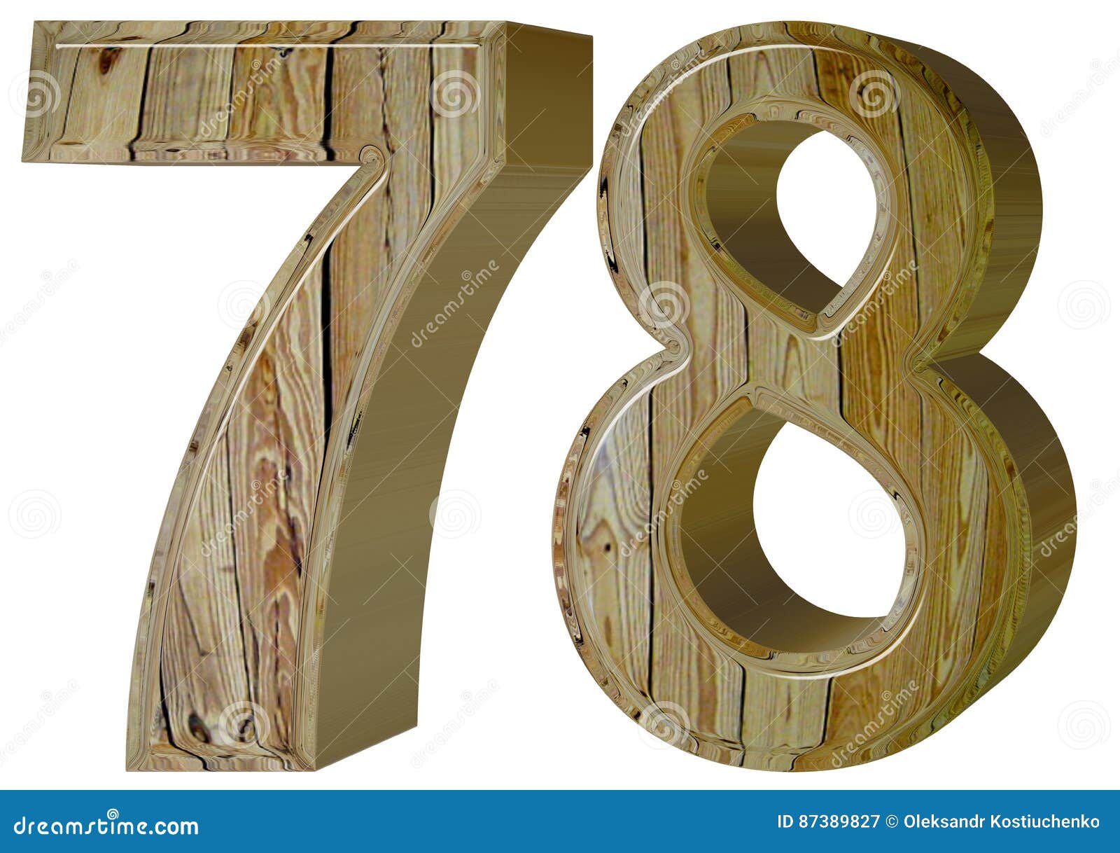 Numeral 78, Seventy Eight, Isolated on White Background, 3d Rend Stock ...