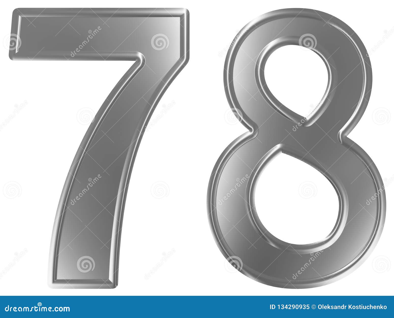 Numeral 78, Seventy Eight, Isolated on White Background, 3d Render ...
