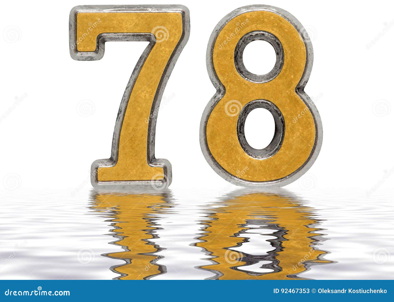 Numeral 78, Seventy Eight, Reflected on the Water Surface Stock ...