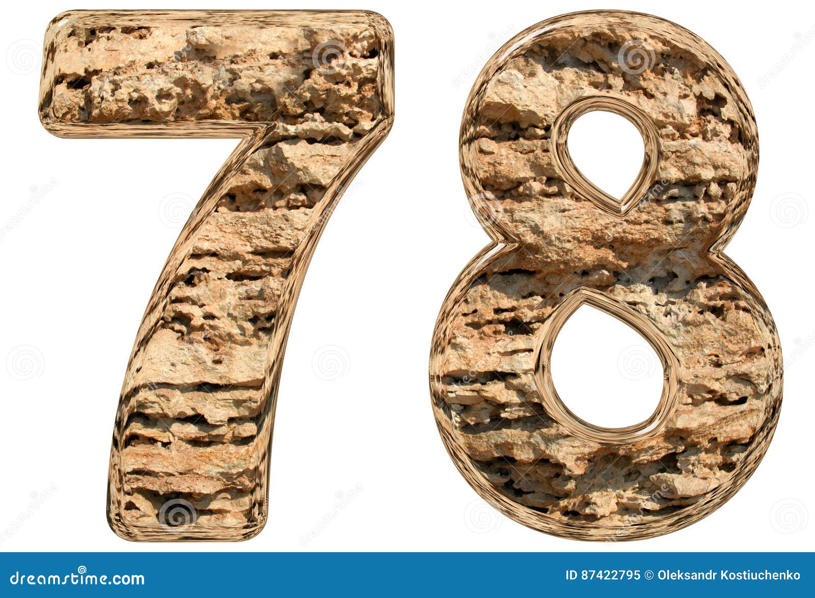 Numeral 78, Seventy Eight, on White, Natural Limestone, Stock ...