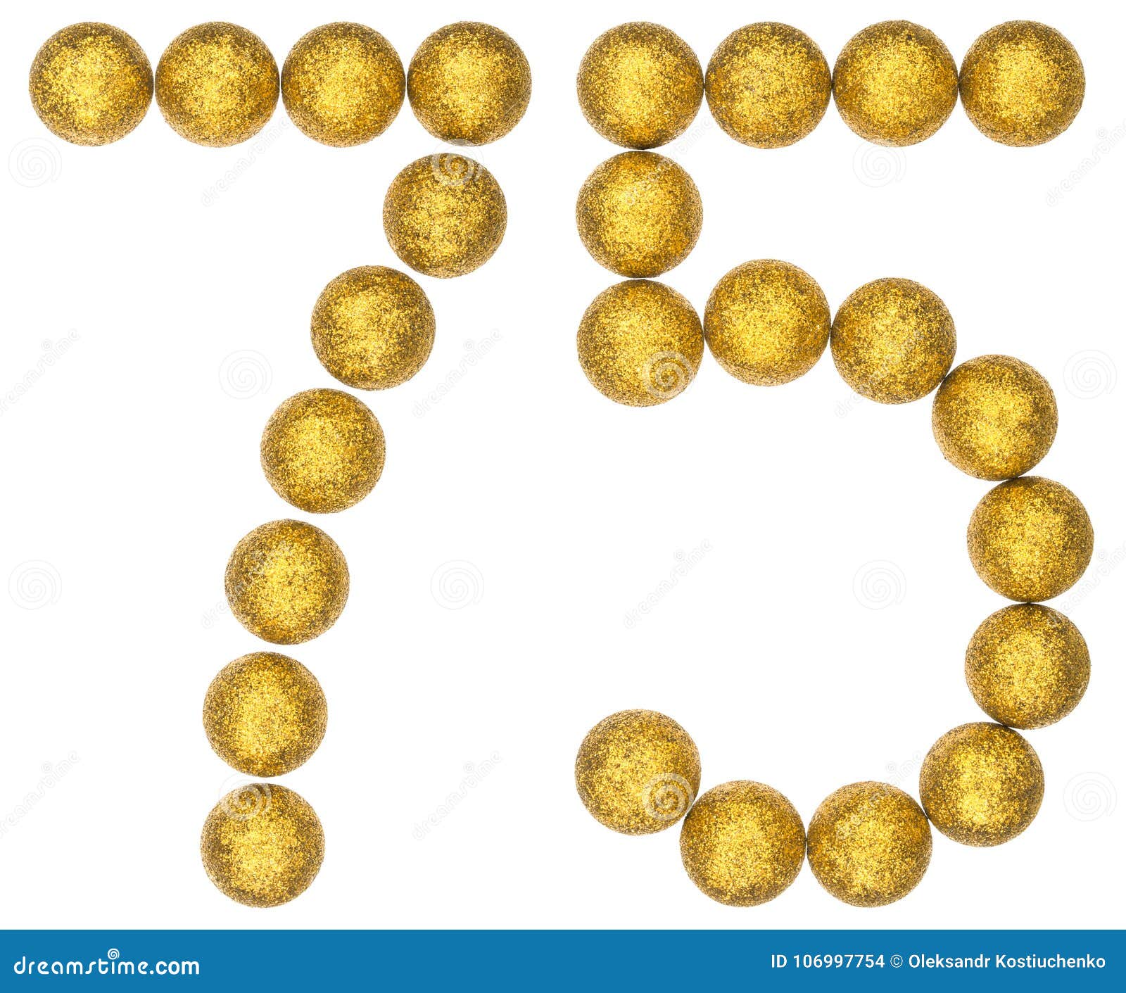 Numeral 75, Seventy Five, from Decorative Balls, Isolated on White ...