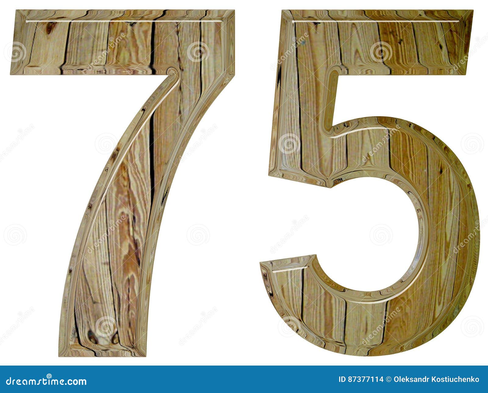 Numeral 75, Seventy Five, Isolated on White Background, 3d Render Stock ...