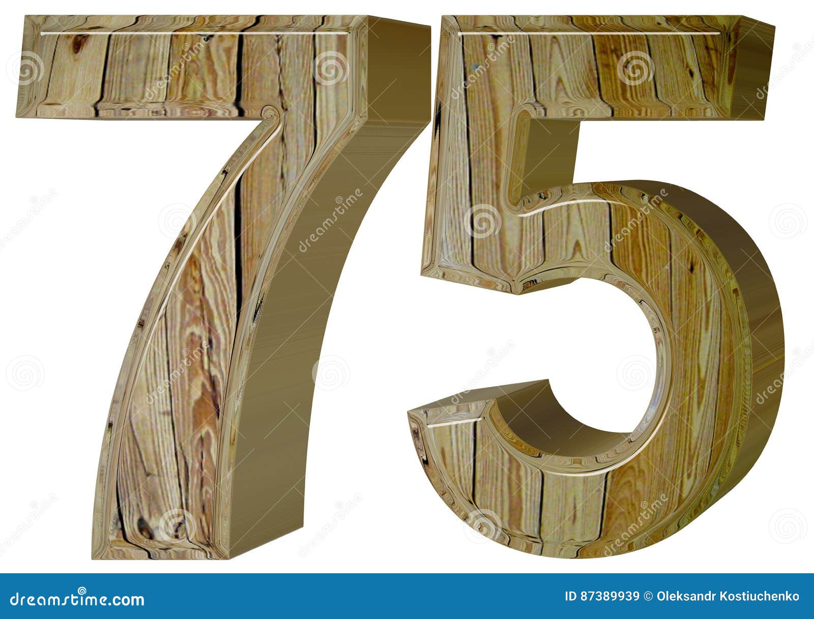 Numeral 75, Seventy Five, Isolated on White Background, 3d Rende Stock ...