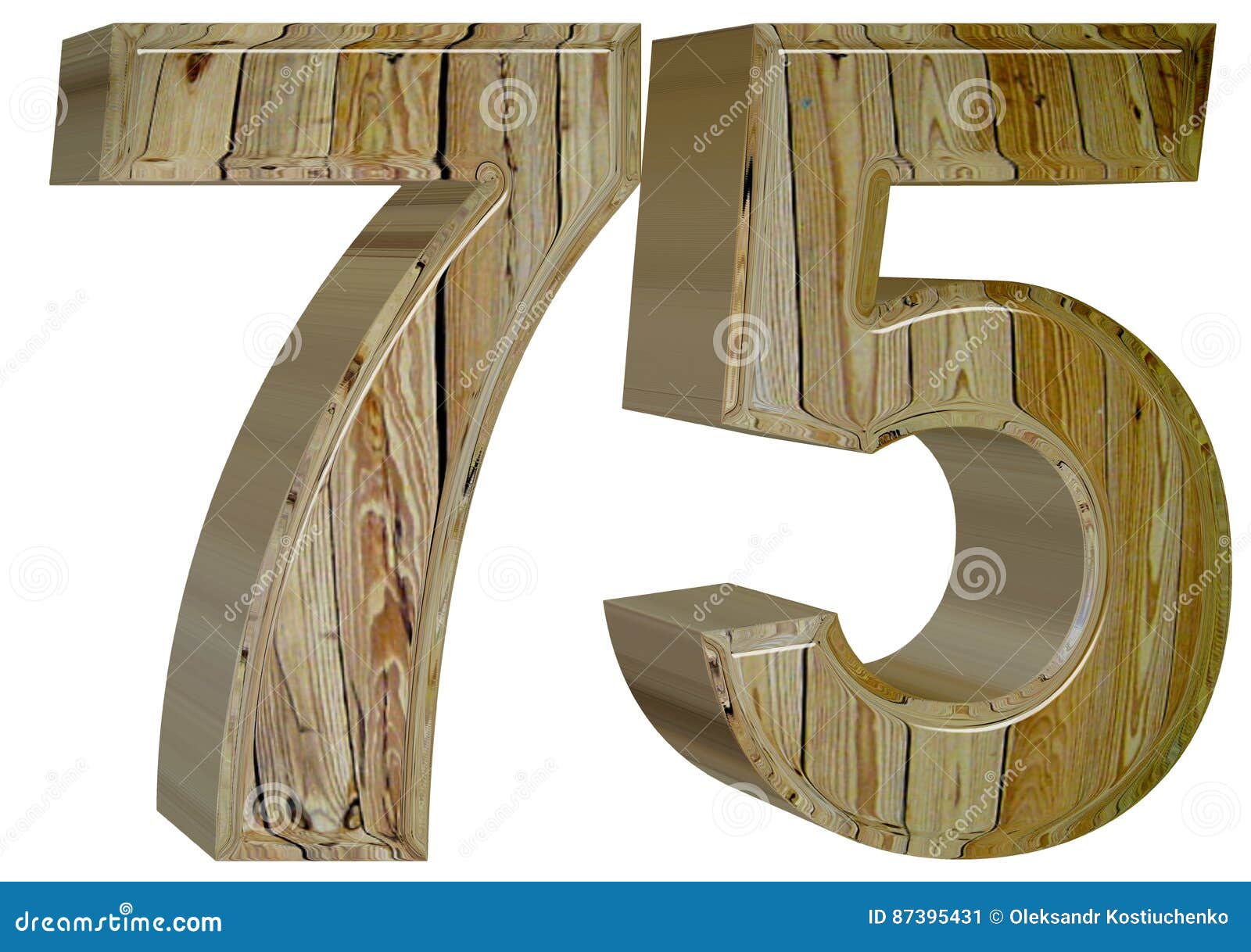 Numeral 75, Seventy Five, Isolated on White Background, 3d Rende Stock ...