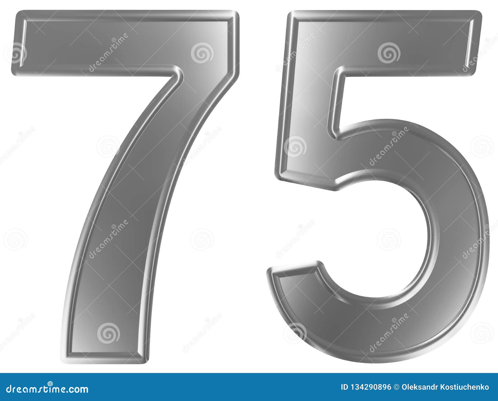 Numeral 75, Seventy Five, Isolated on White Background, 3d Render Stock ...