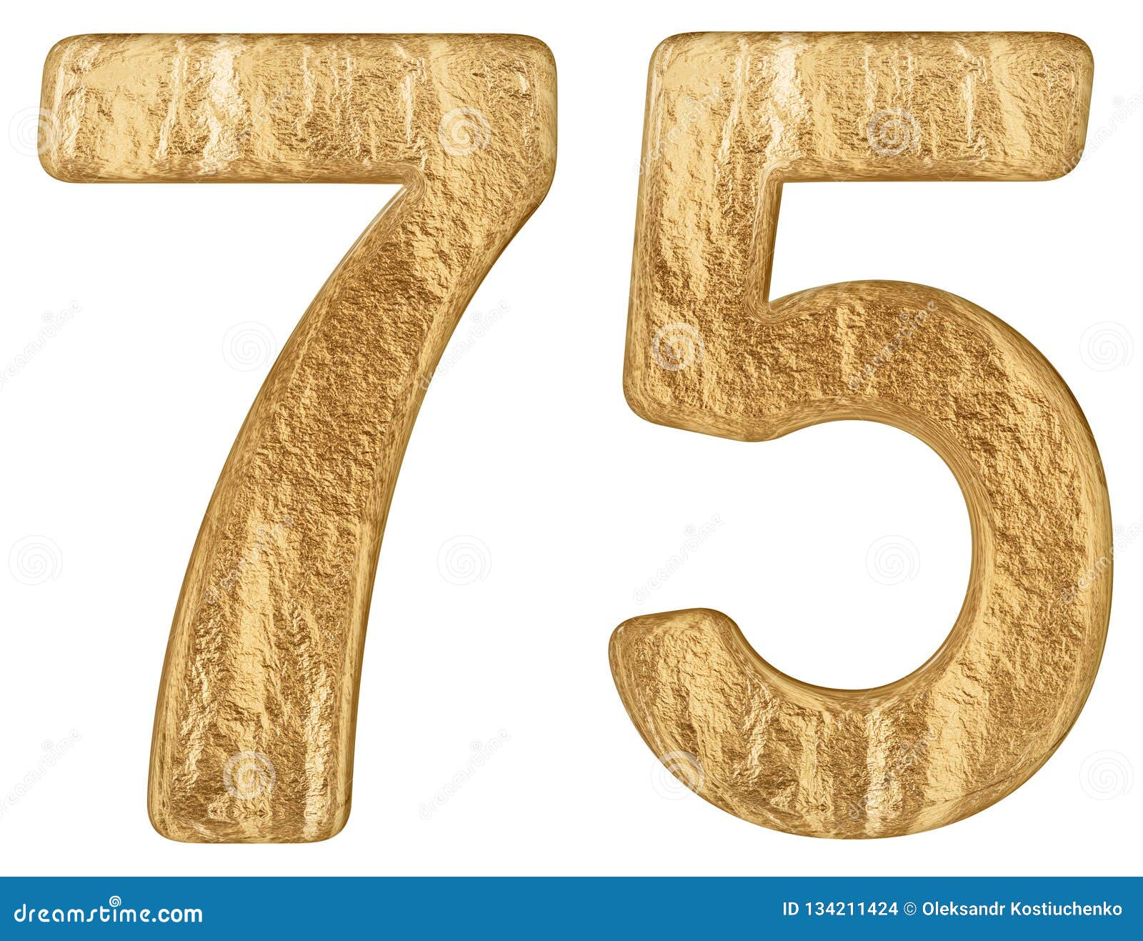 Numeral 75, Seventy Five, Isolated on White Background, 3d Render Stock ...