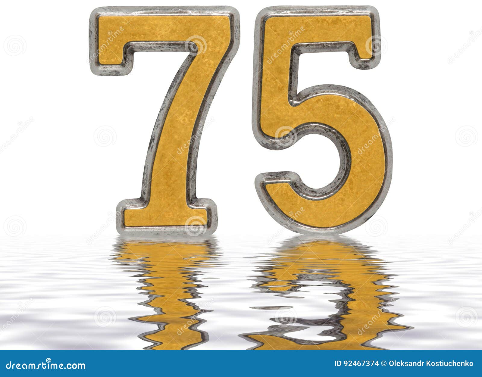 Numeral 75, Seventy Five, Reflected on the Water Surface Stock ...
