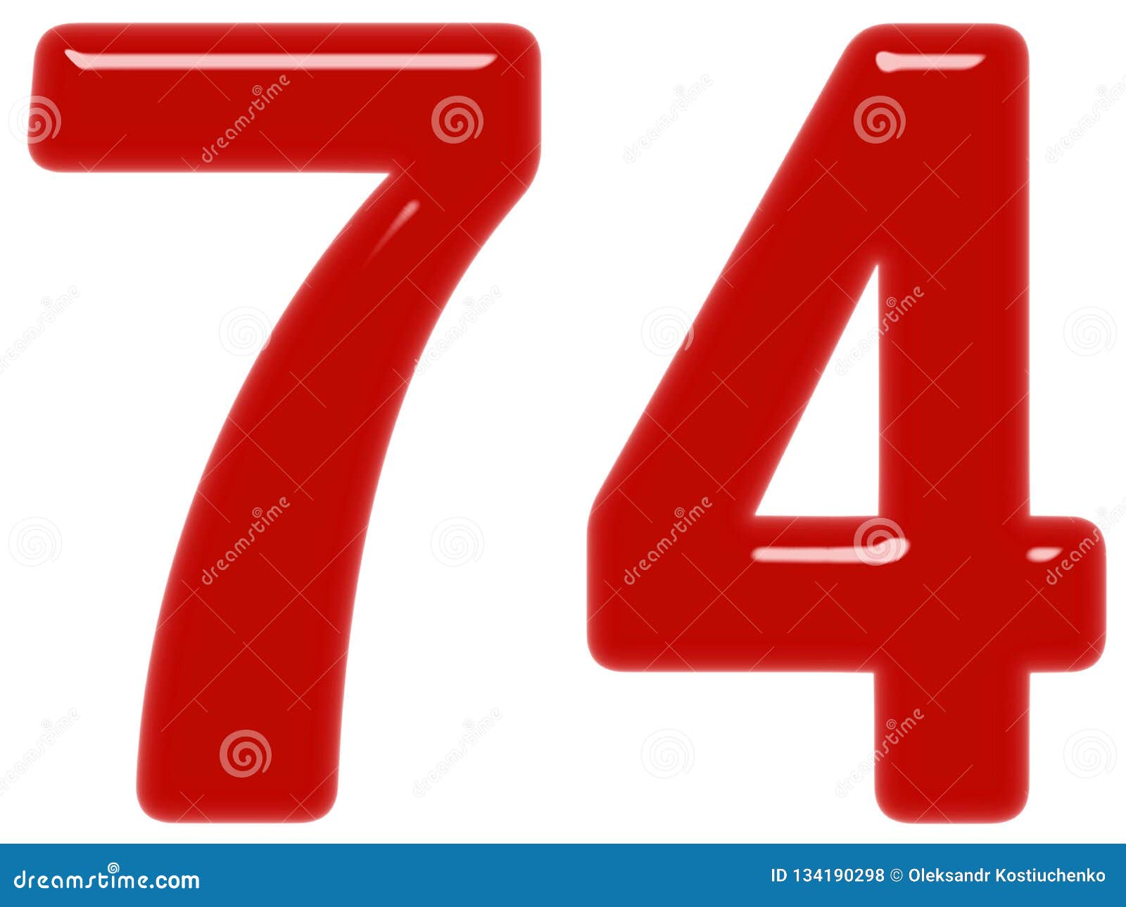 Numeral 74, Seventy Four, Isolated on White Background, 3d Render Stock ...