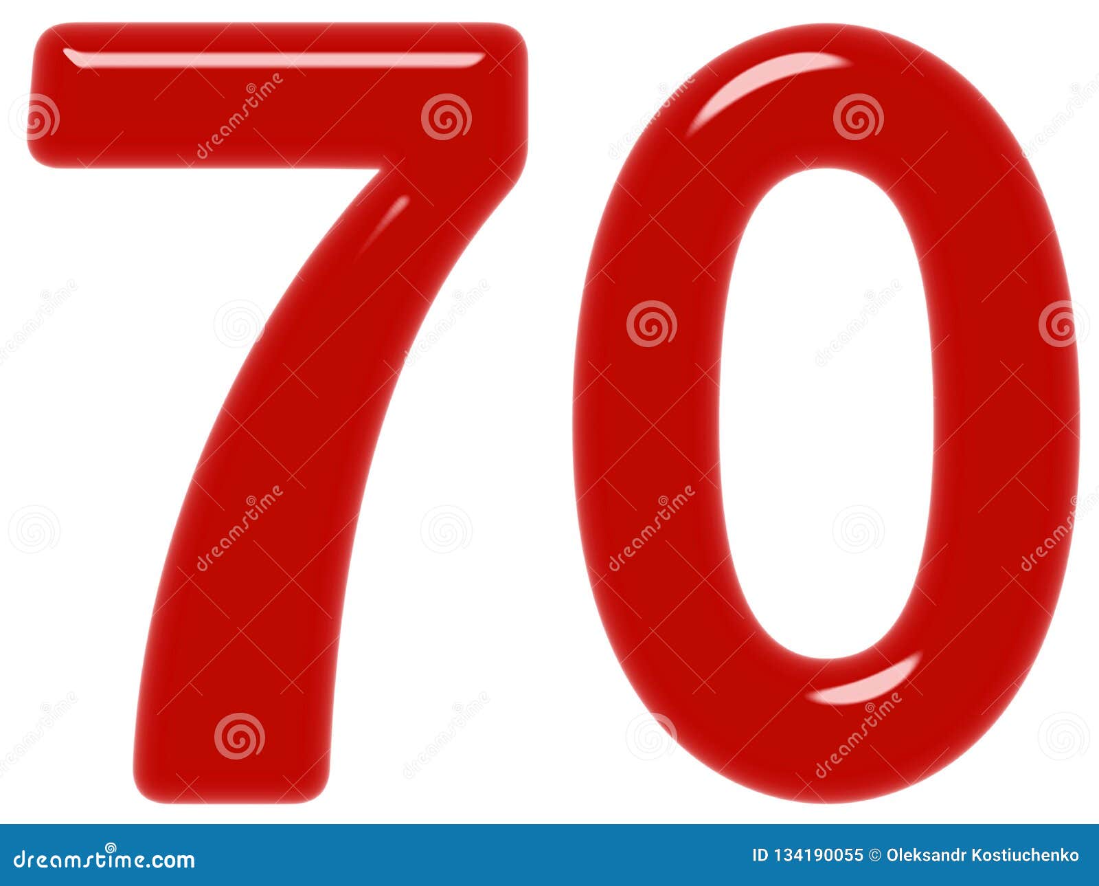 Numeral 70, Seventy, Isolated on White Background, 3d Render Stock ...