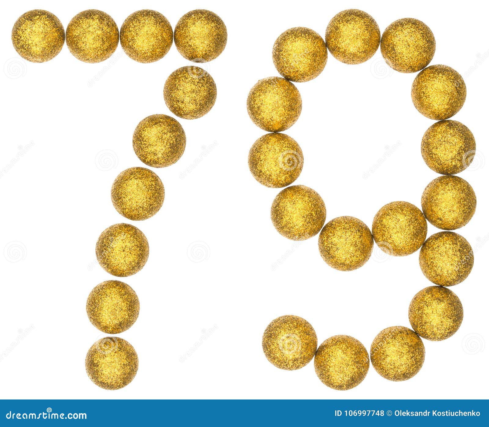 Numeral 79, Seventy Nine, from Decorative Balls, Isolated on White ...