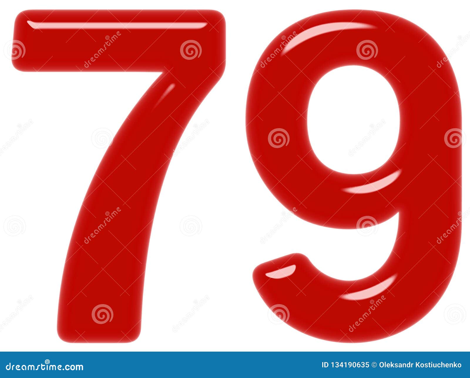 Numeral 79, Seventy Nine, Isolated on White Background, 3d Render Stock ...