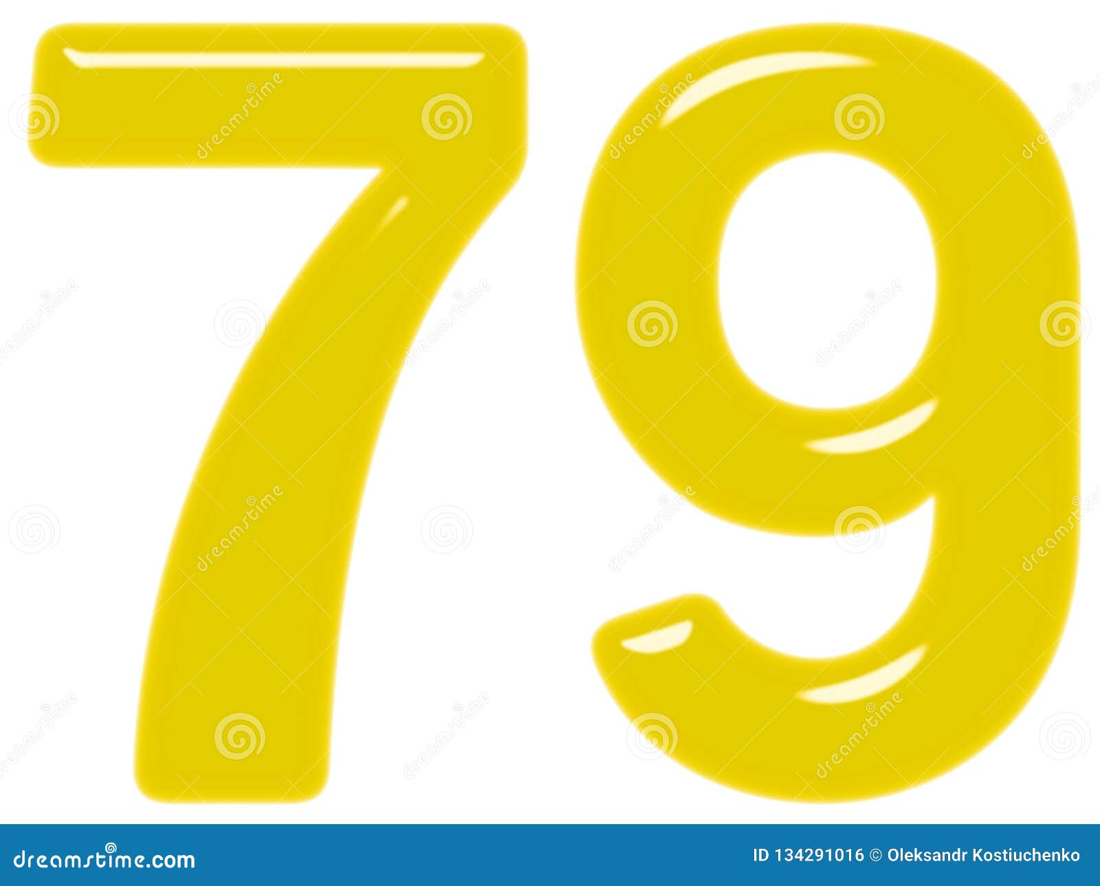 Numeral 79, Seventy Nine, Isolated on White Background, 3d Render Stock ...