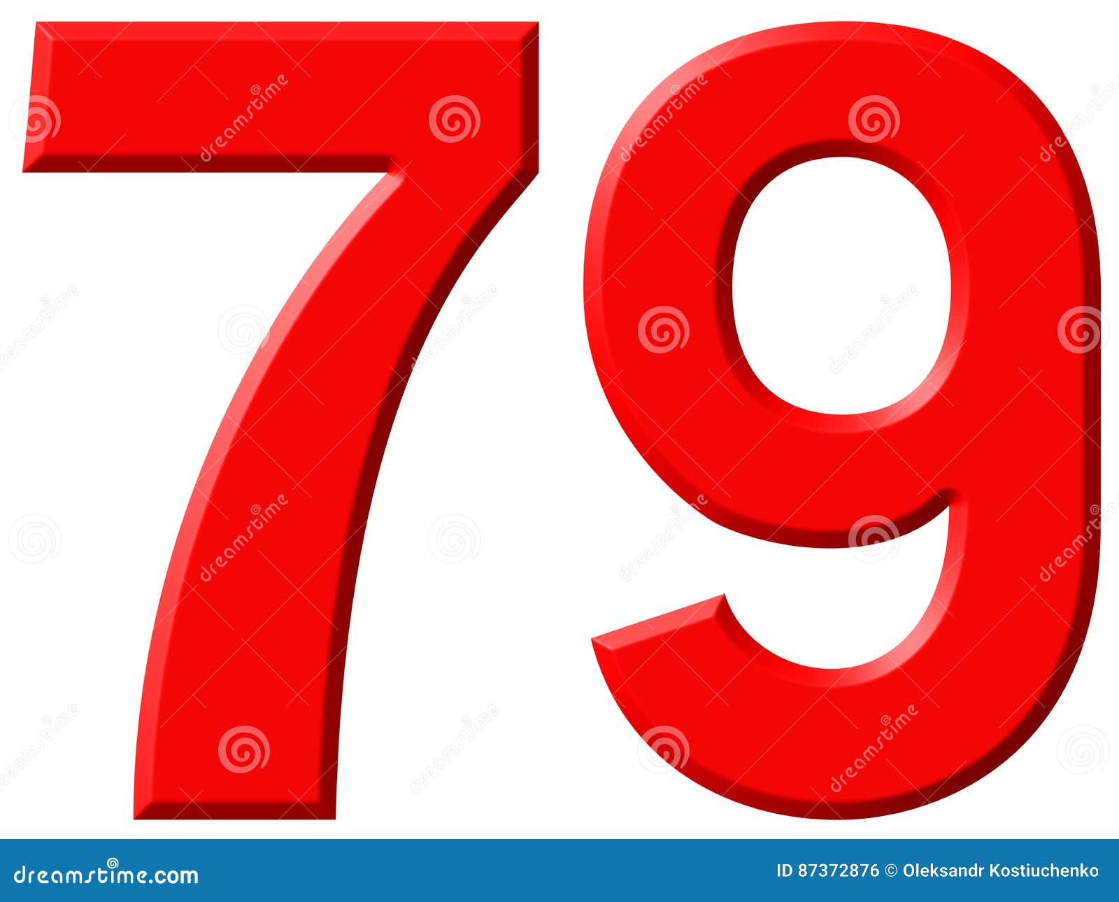 Numeral 79, Seventy Nine, Isolated On White Background, 3d Stock Photo ...