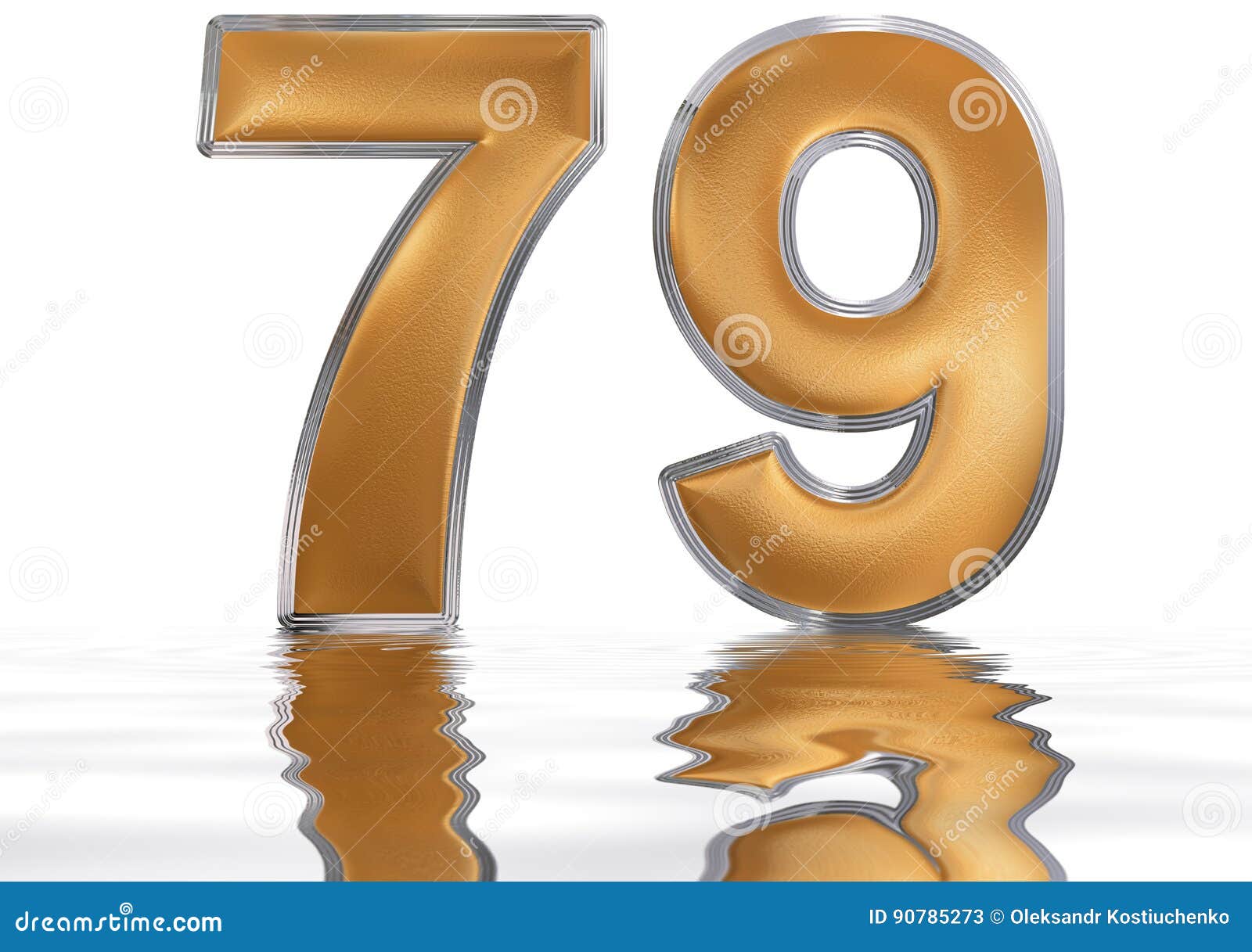 Numeral 79, Seventy Nine, Reflected on the Water Surface, Isolated on ...