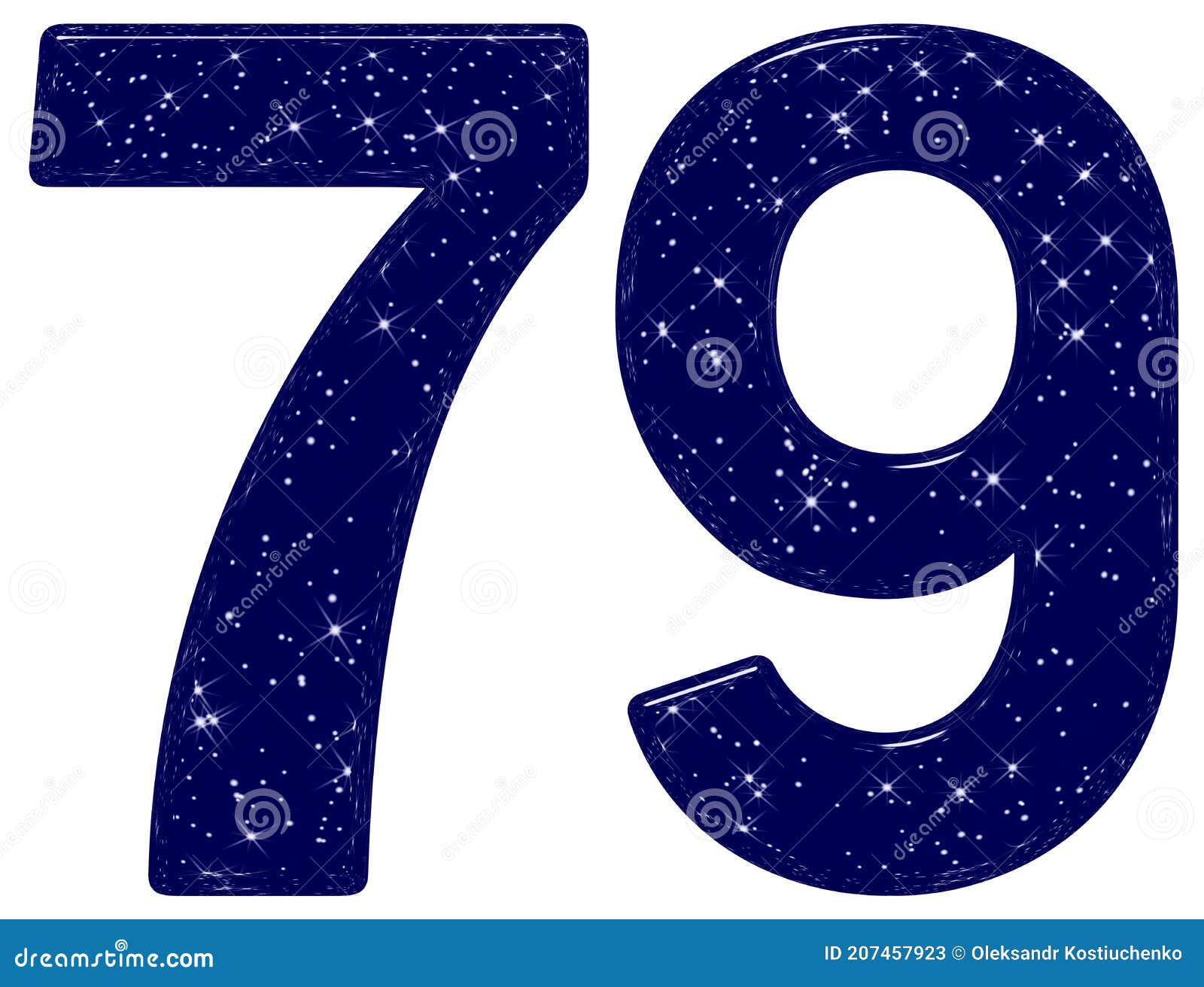 Numeral 79, Seventy Nine, Star Sky Texture Imitation, Isolated on White ...